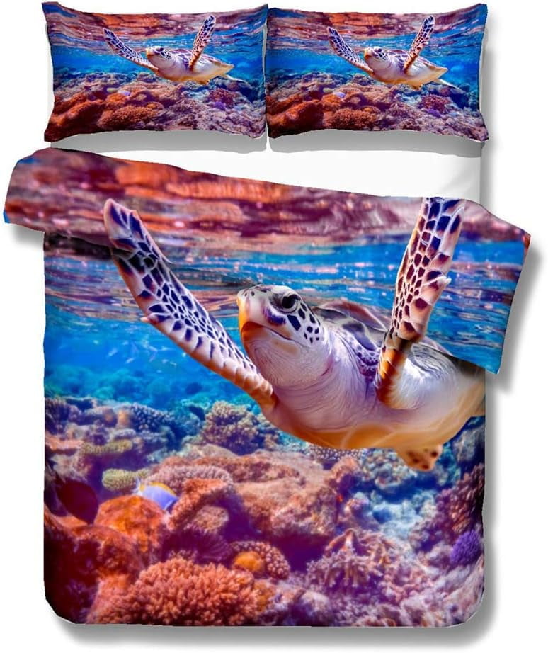 Sea turtle Duvet Cover Set,Bedding Set for Kids and Adult, Home Decor ...