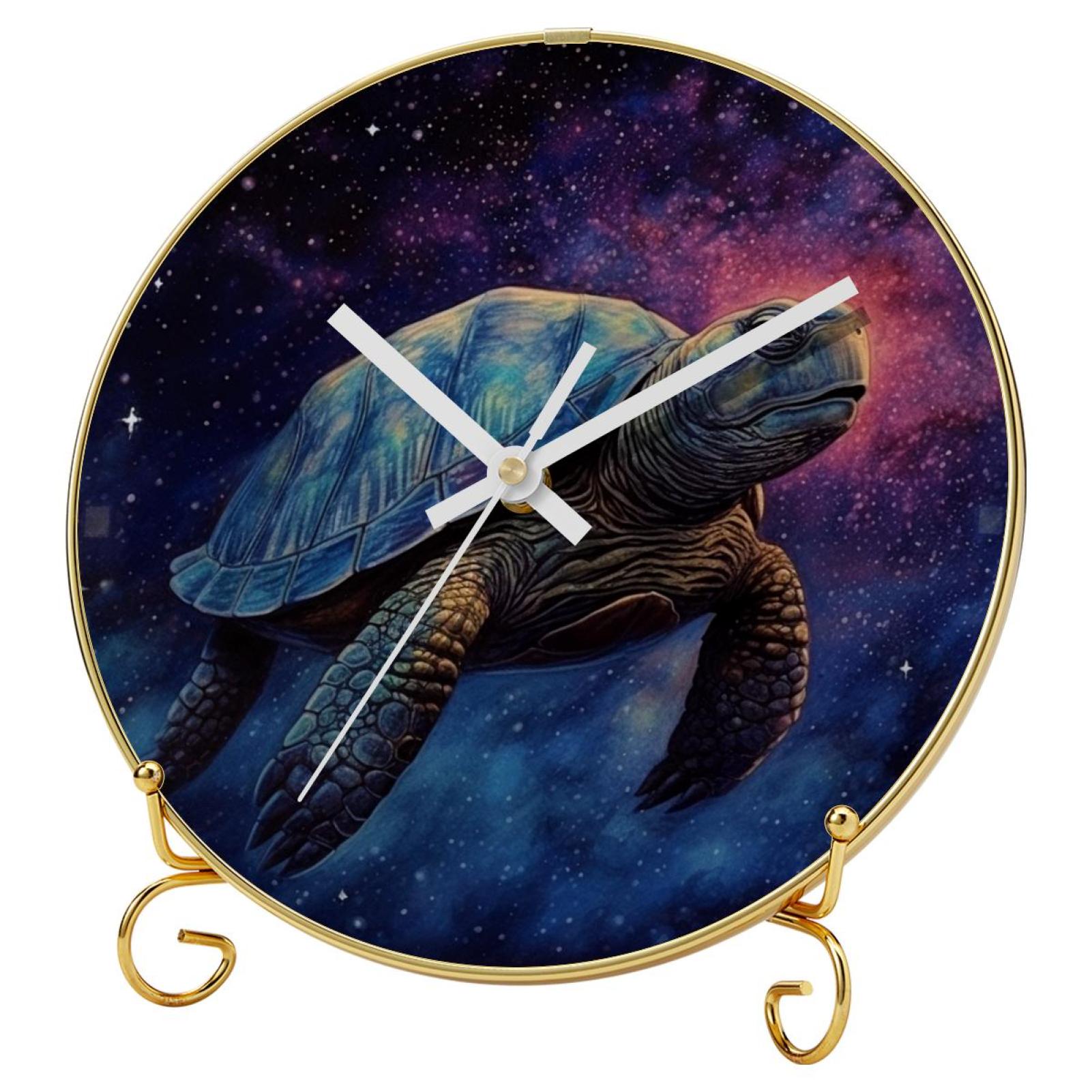 Sea turtle Round Printed Wall Clocks with Hooks and Gold Stand - Silent ...