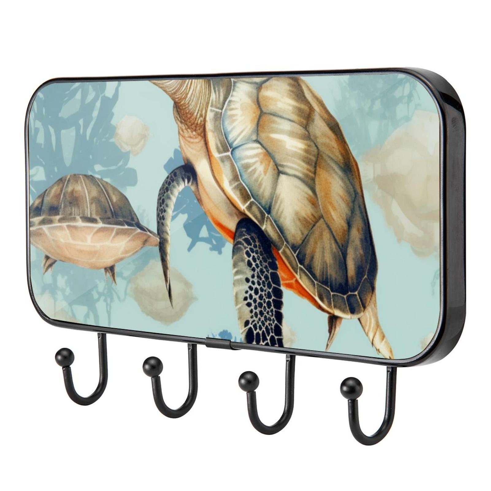 Sea turtle Self Adhesive Towel Coat Wood Iron Hooks for Home Keys Door ...