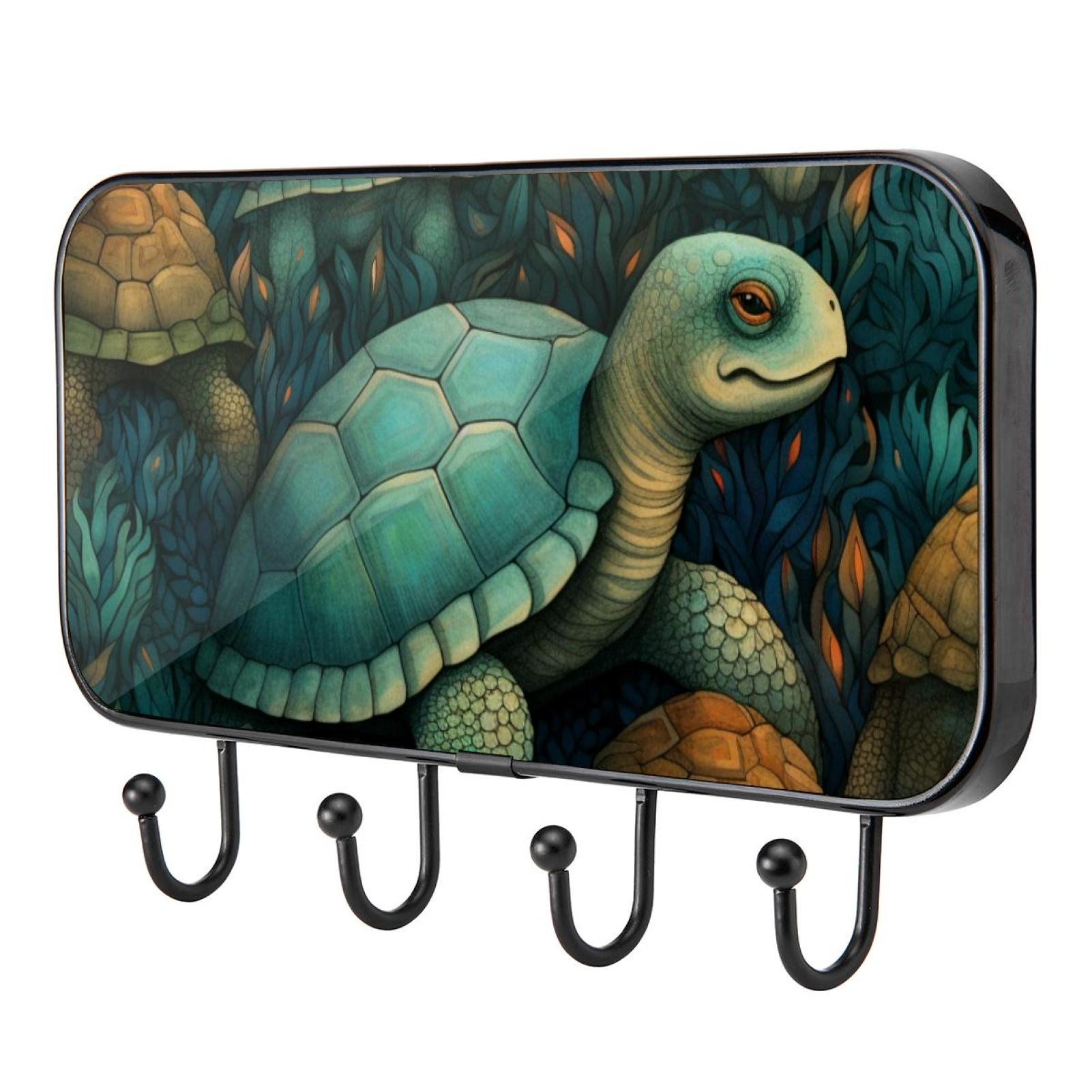 Sea turtle Self Adhesive Towel Coat Wood Iron Hooks for Home Keys Door ...