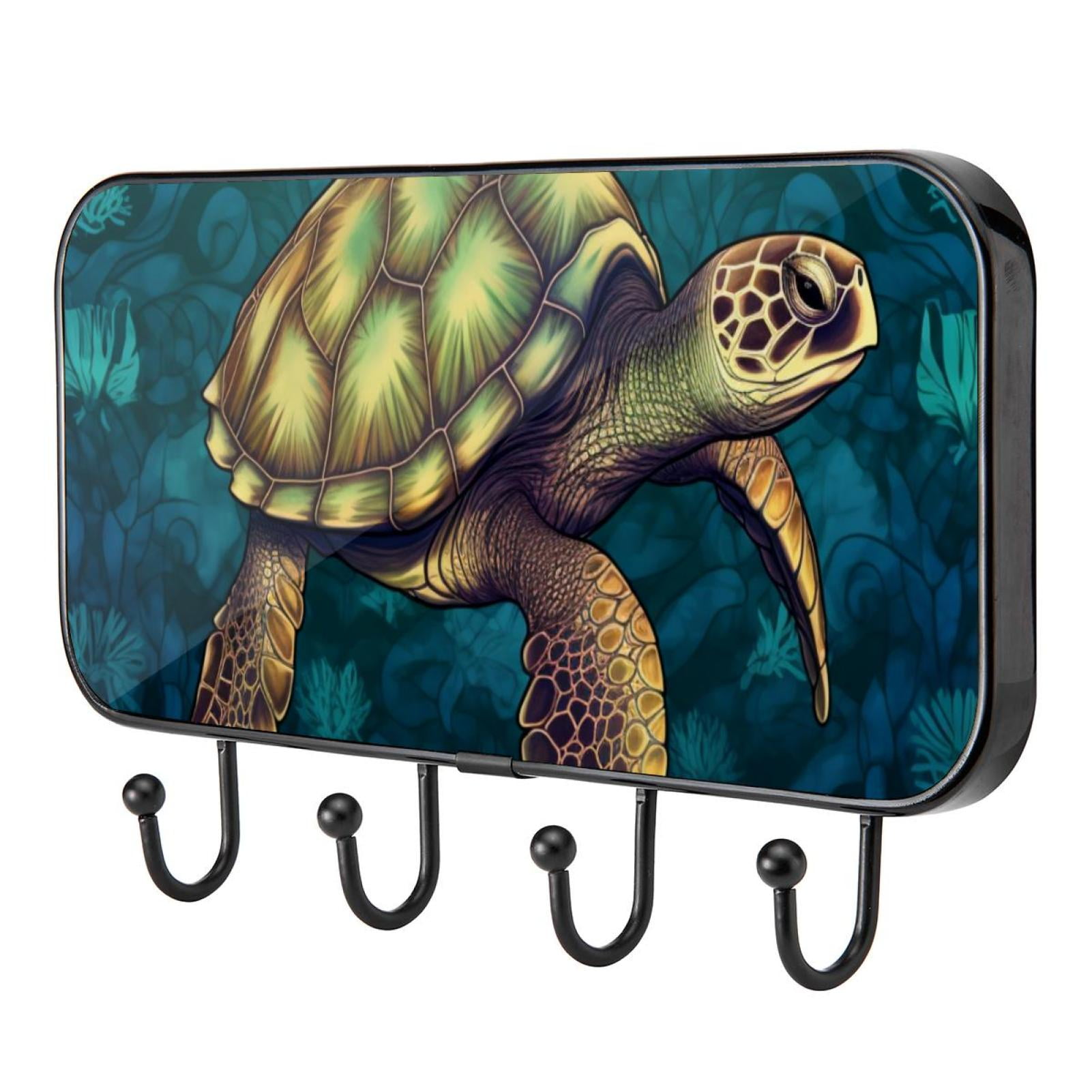 Sea turtle Self Adhesive Towel Coat Wood Iron Hooks for Home Keys Door ...