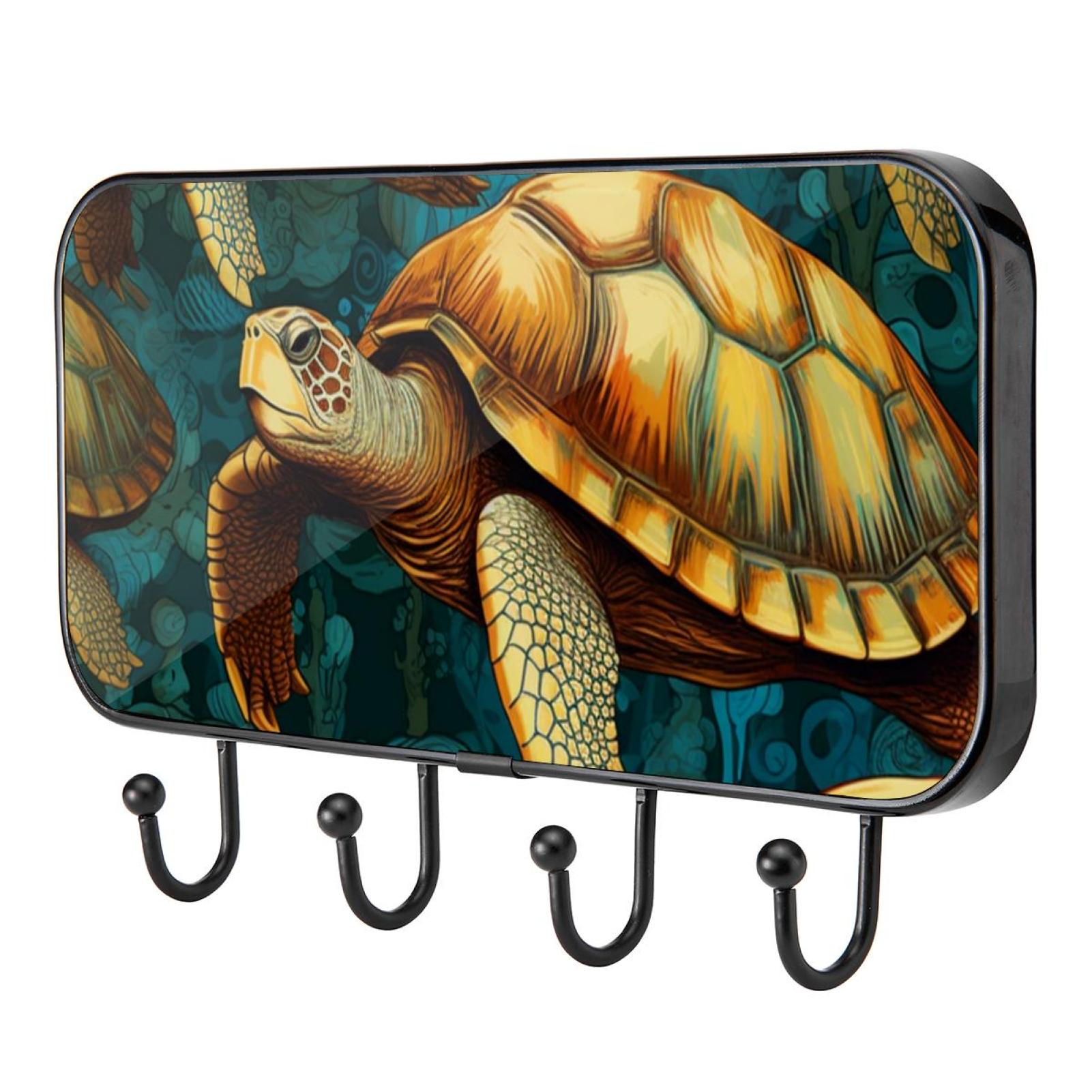 Sea turtle Self Adhesive Towel Coat Wood Iron Hooks for Home Keys Door ...
