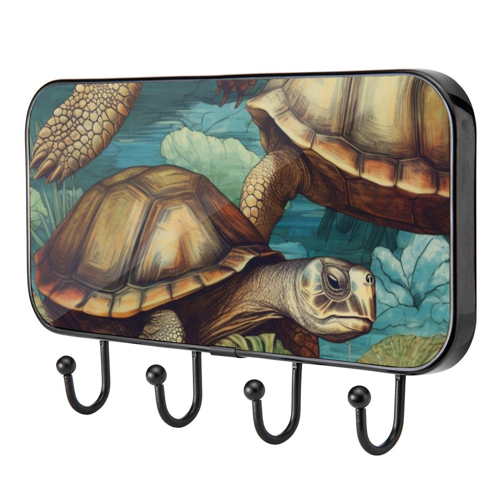 Sea turtle Self Adhesive Towel Coat Wood Iron Hooks for Home Keys Door ...