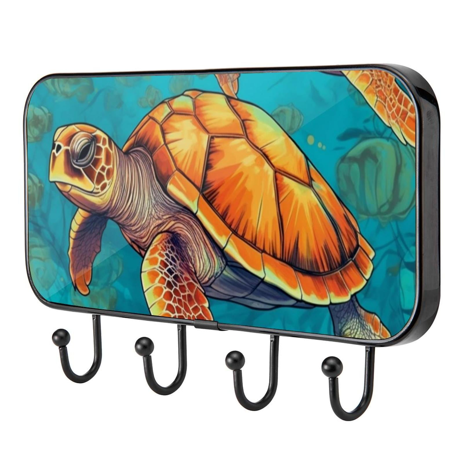 Sea turtle Self Adhesive Towel Coat Wood Iron Hooks for Home Keys Door ...