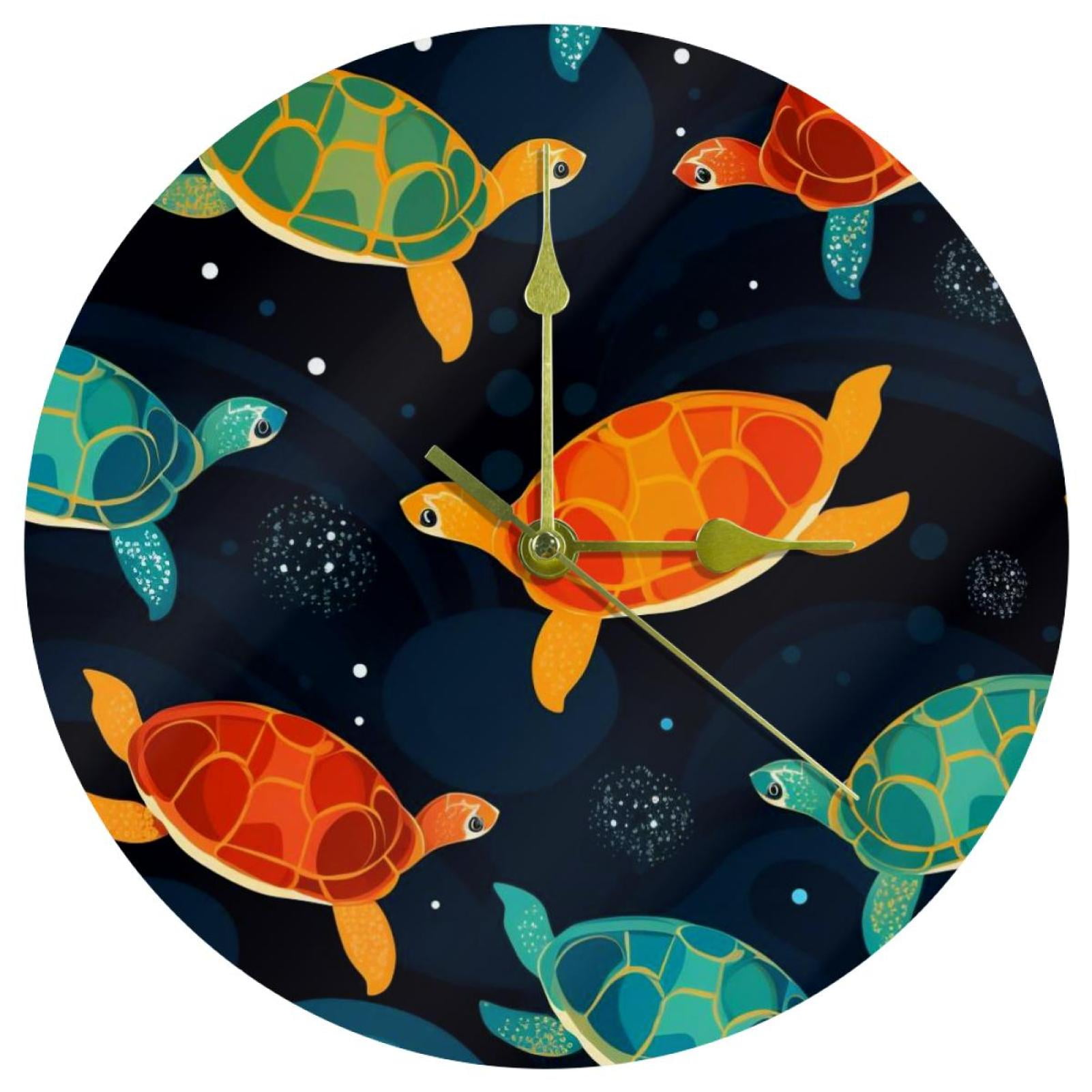 Sea turtles Acrylic Circular Wall Clock - Modern Design, Silent Sweep ...