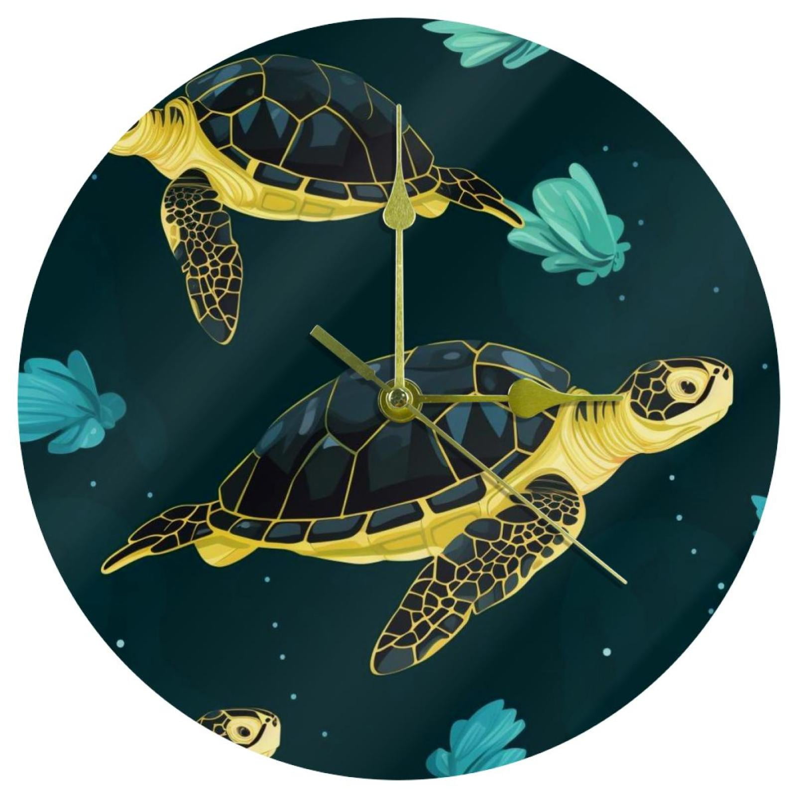 Sea turtles Acrylic Circular Wall Clock - Sleek Design, Silent Sweep ...