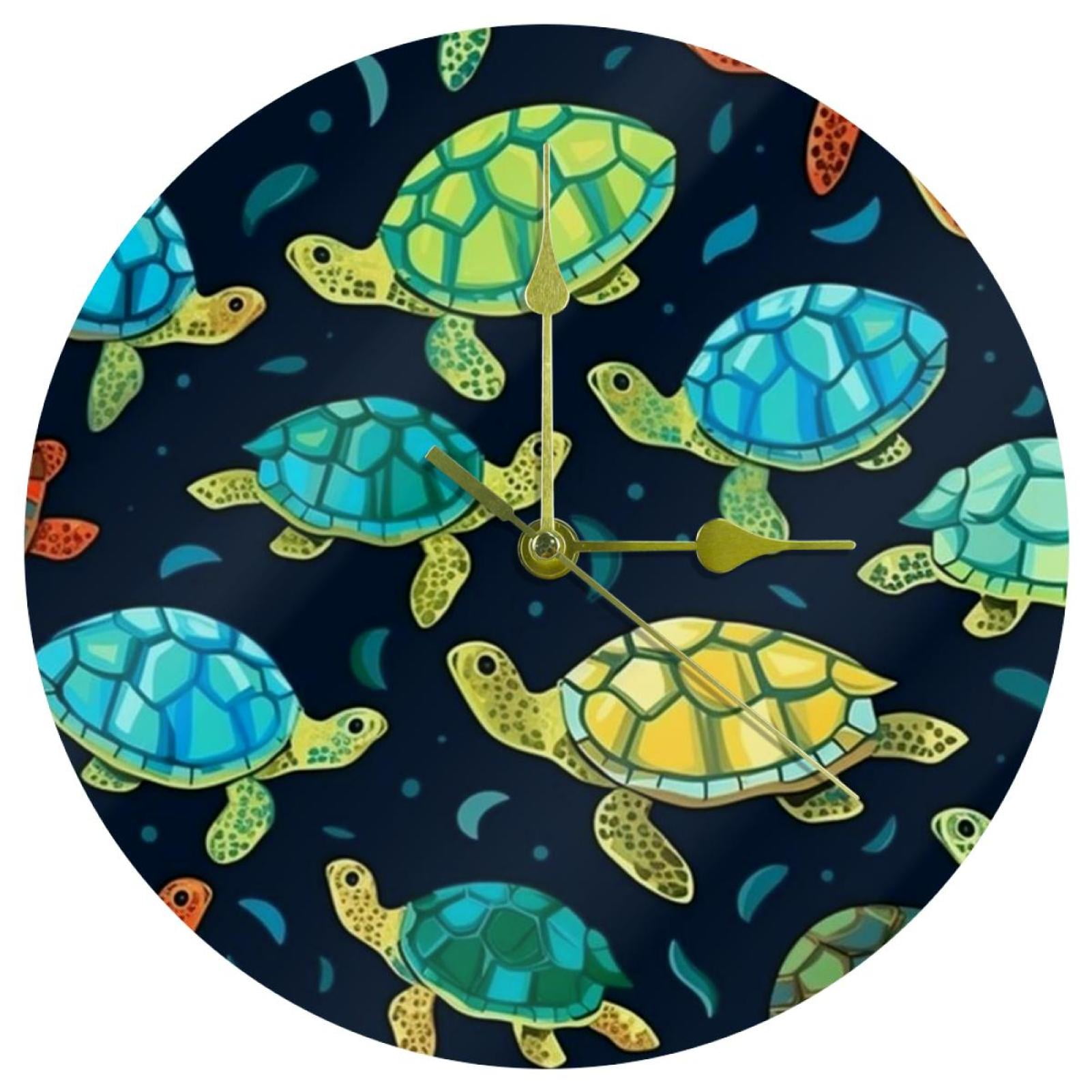 Sea turtles Circular Acrylic Wall Clock - Elegant Timepiece for Home ...
