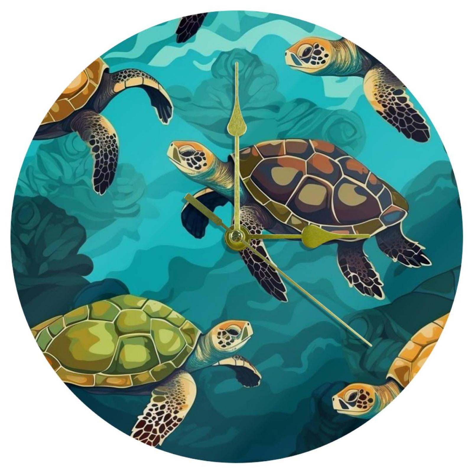 Sea turtles Circular Acrylic Wall Clock - Elegant Timepiece for Home ...