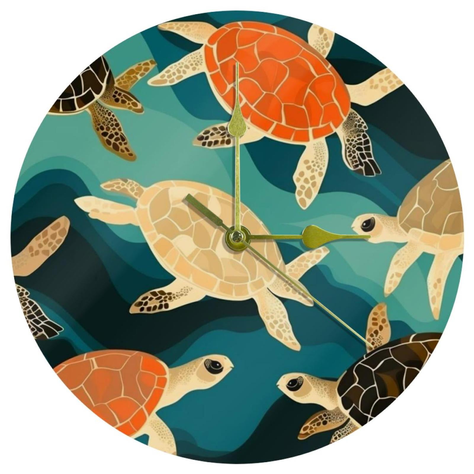 Sea turtles Circular Acrylic Wall Clock - Elegant Timepiece for Home ...
