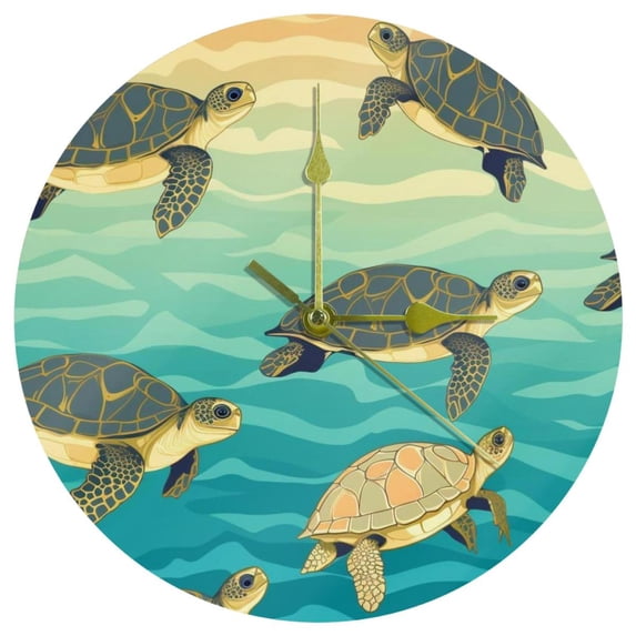 Sea turtles Circular Acrylic Wall Clock - Stylish Timepiece for Home ...