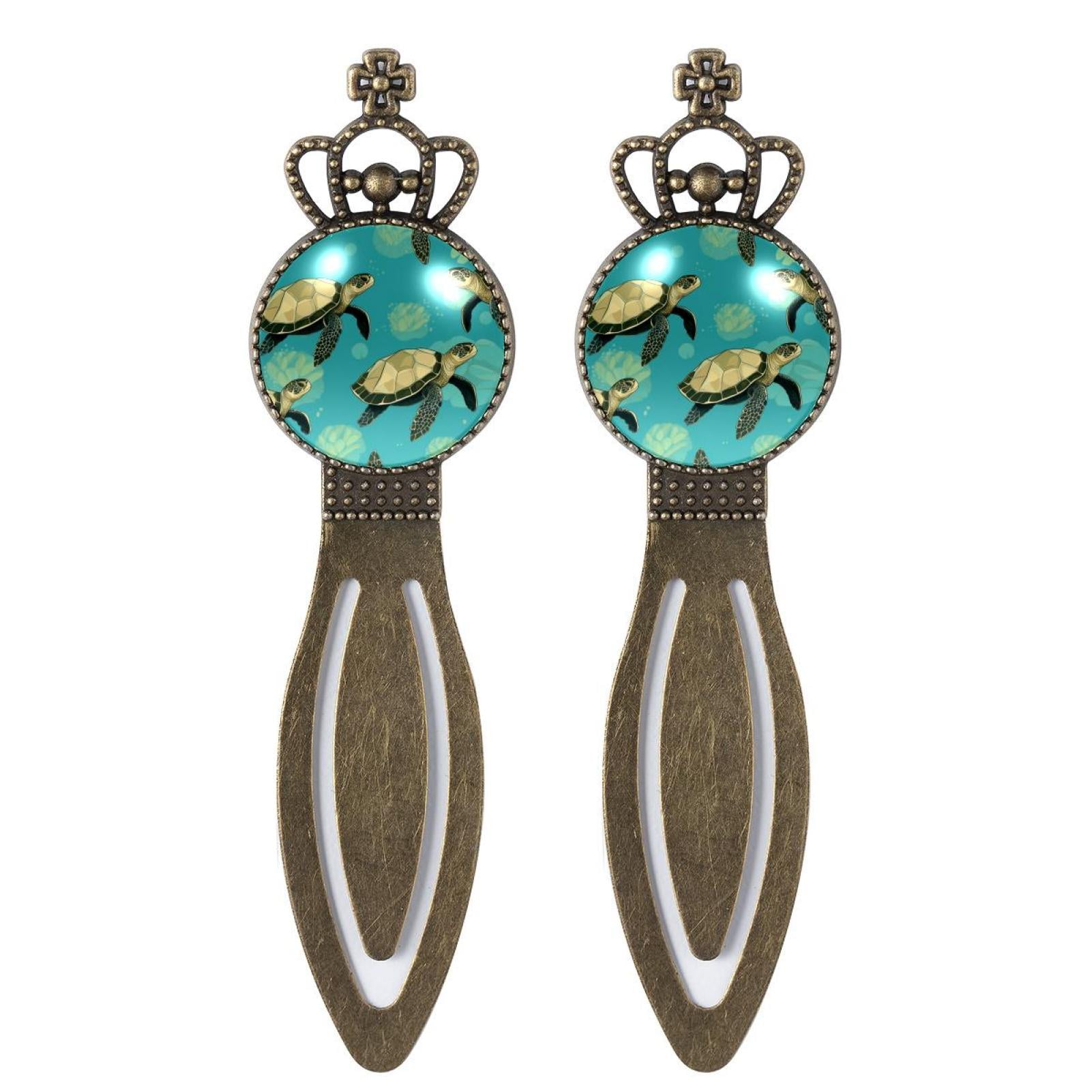 Sea turtles Crown-Shaped Vintage Bookmarks, Stainless Steel Metal Book ...