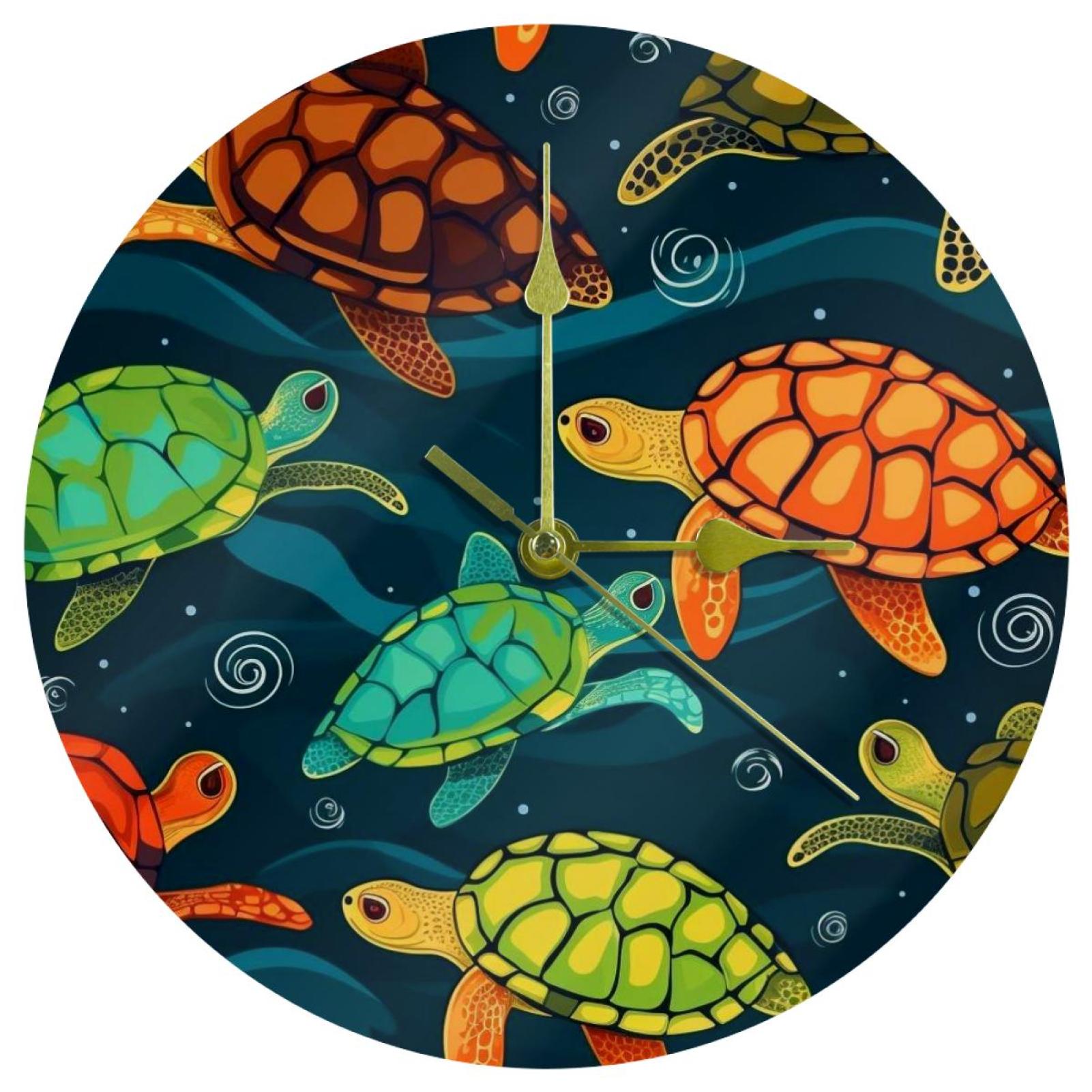 Sea turtles Stylish and Modern Acrylic Circular Wall Clock - Durable ...