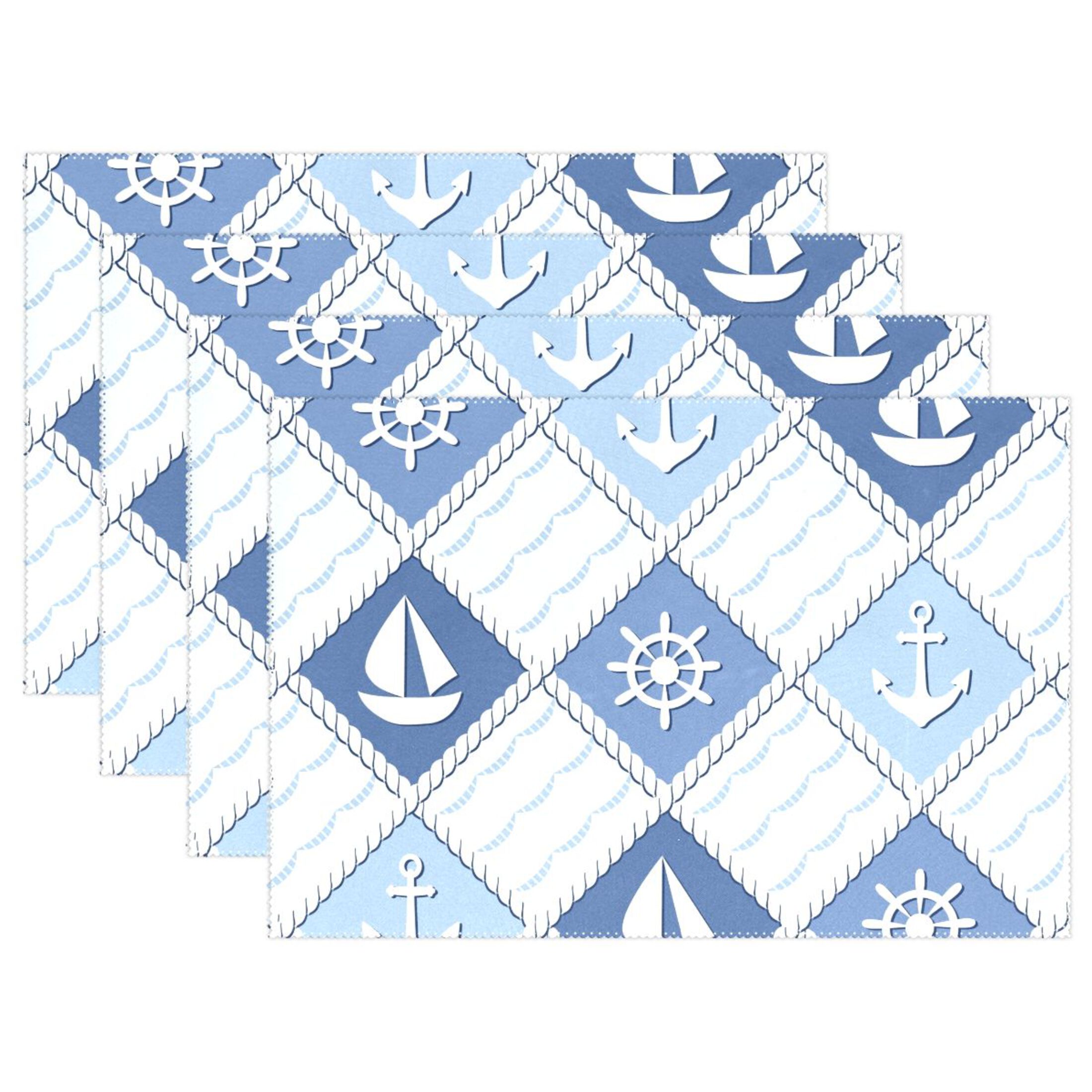 Sea with Blue Placemats Set of 4 Dining Table Mat Linen Rectangular 12 ...