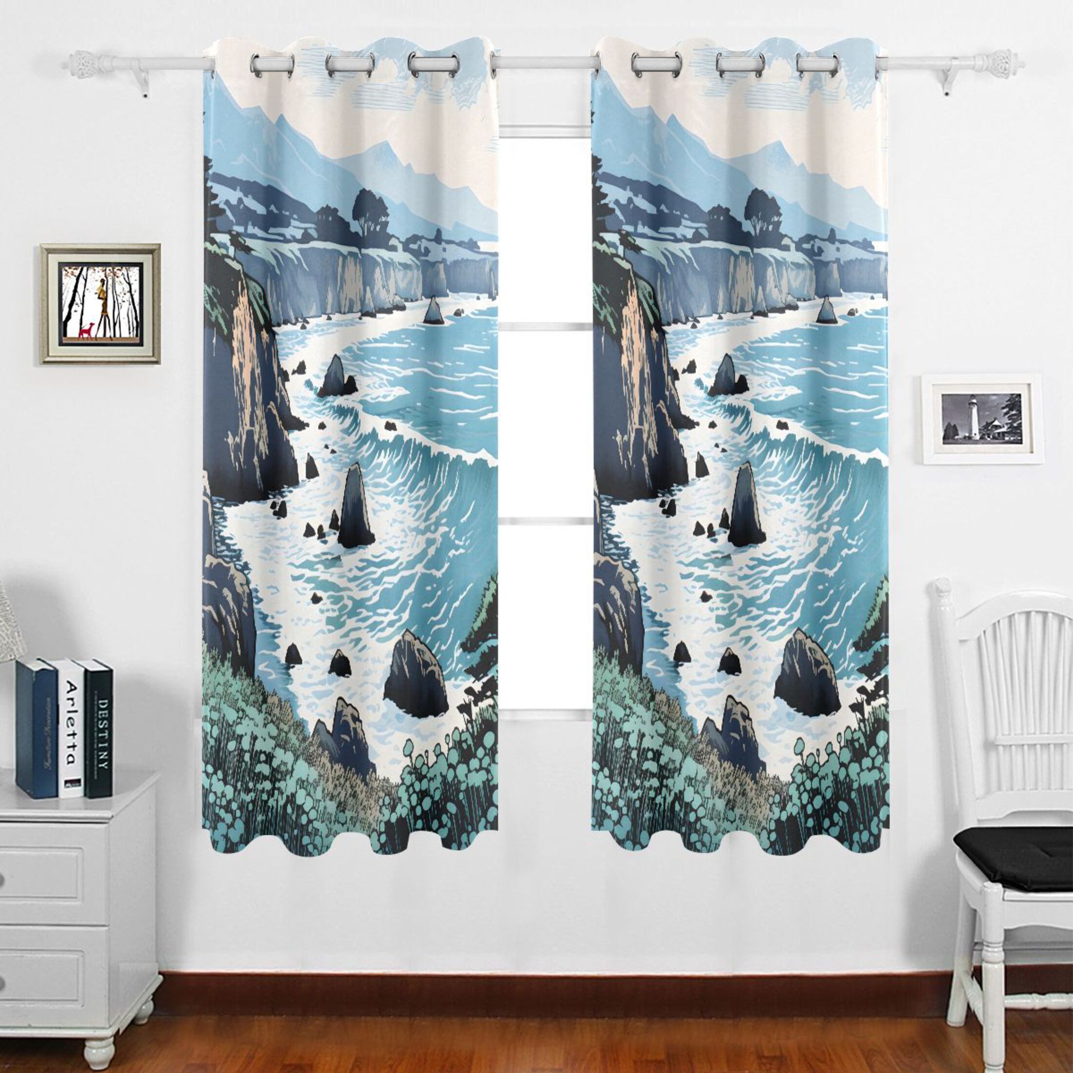 Sea with Sky Grommet Blackout Curtains Thermal Insulated Window Curtain ...