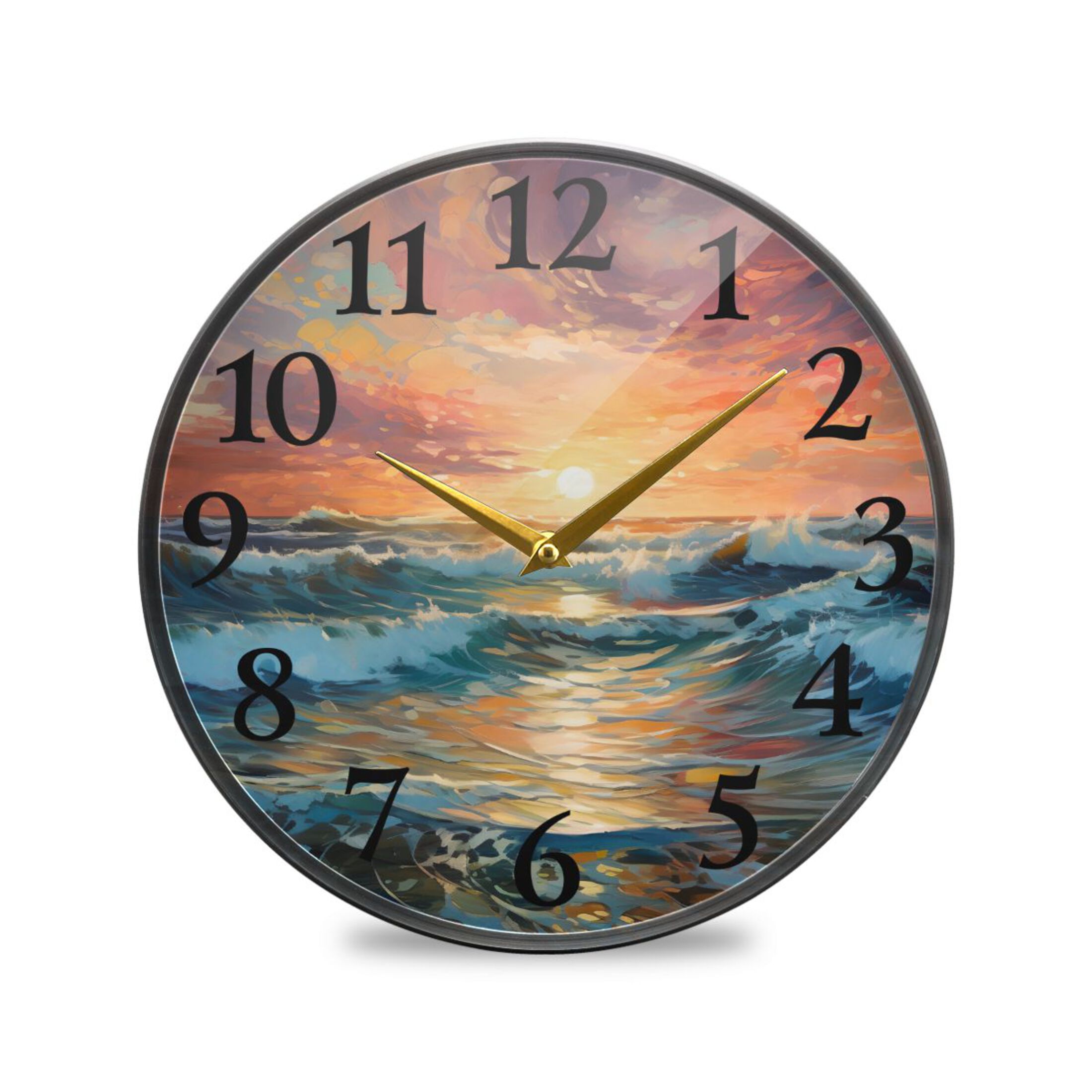 Sea with Sunset Wall Clocks Battery Operated 11.9 Inch Round Clock ...