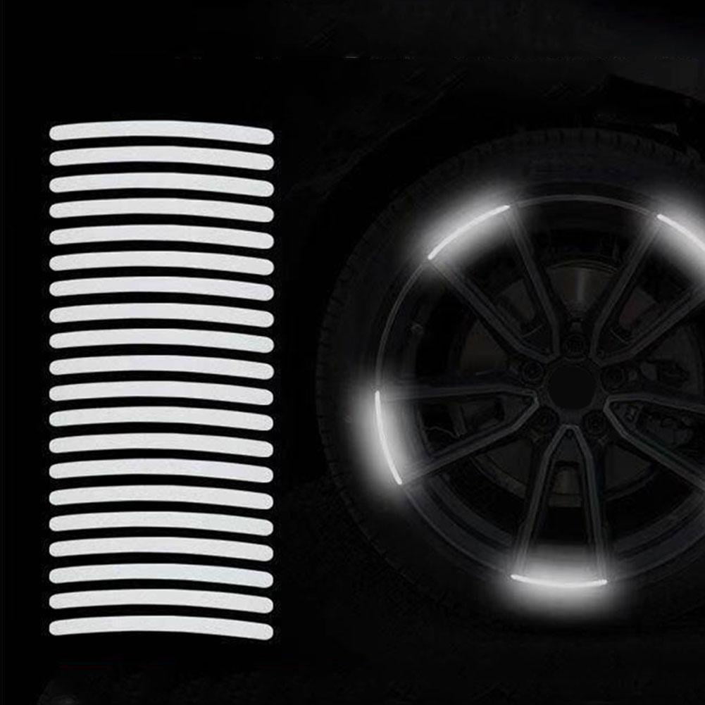 SeaAZqurtles 20Pcs Car Tire Rim Reflective Sticker Night Warning Strip ...