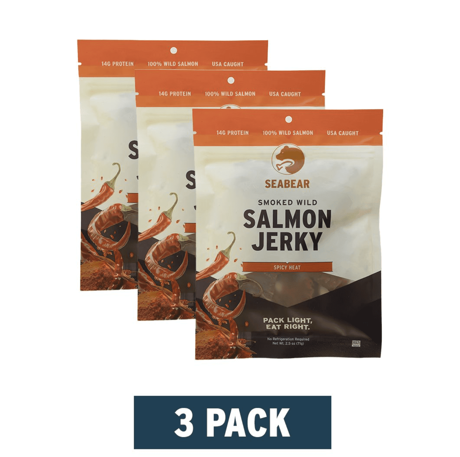SeaBear Smoked Salmon Jerky - Spicy Heat, 3.5 oz (3 Pack) - Walmart.com