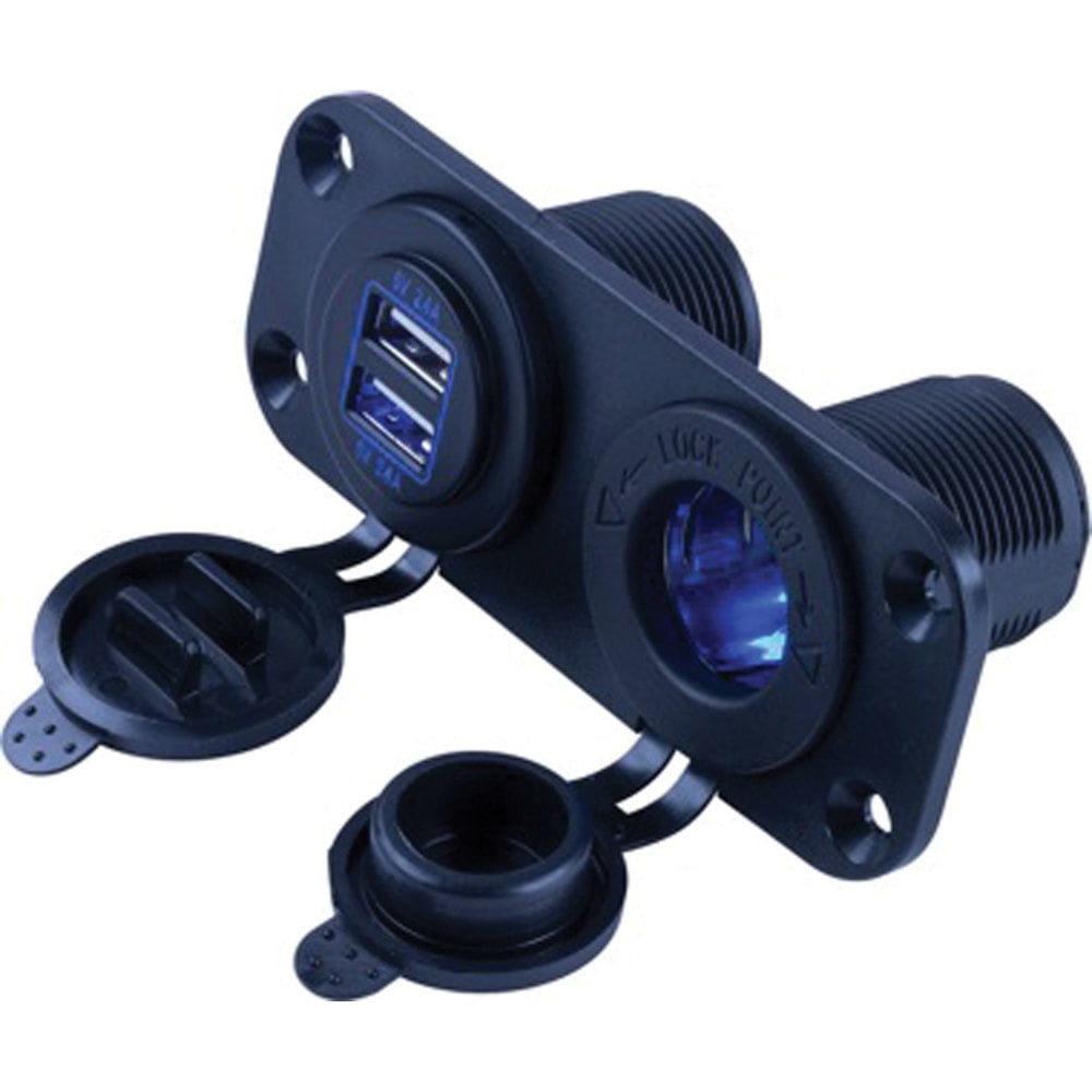 SeaDog 426505 Double USB 12V to 24V Input and Power Socket Panel ...
