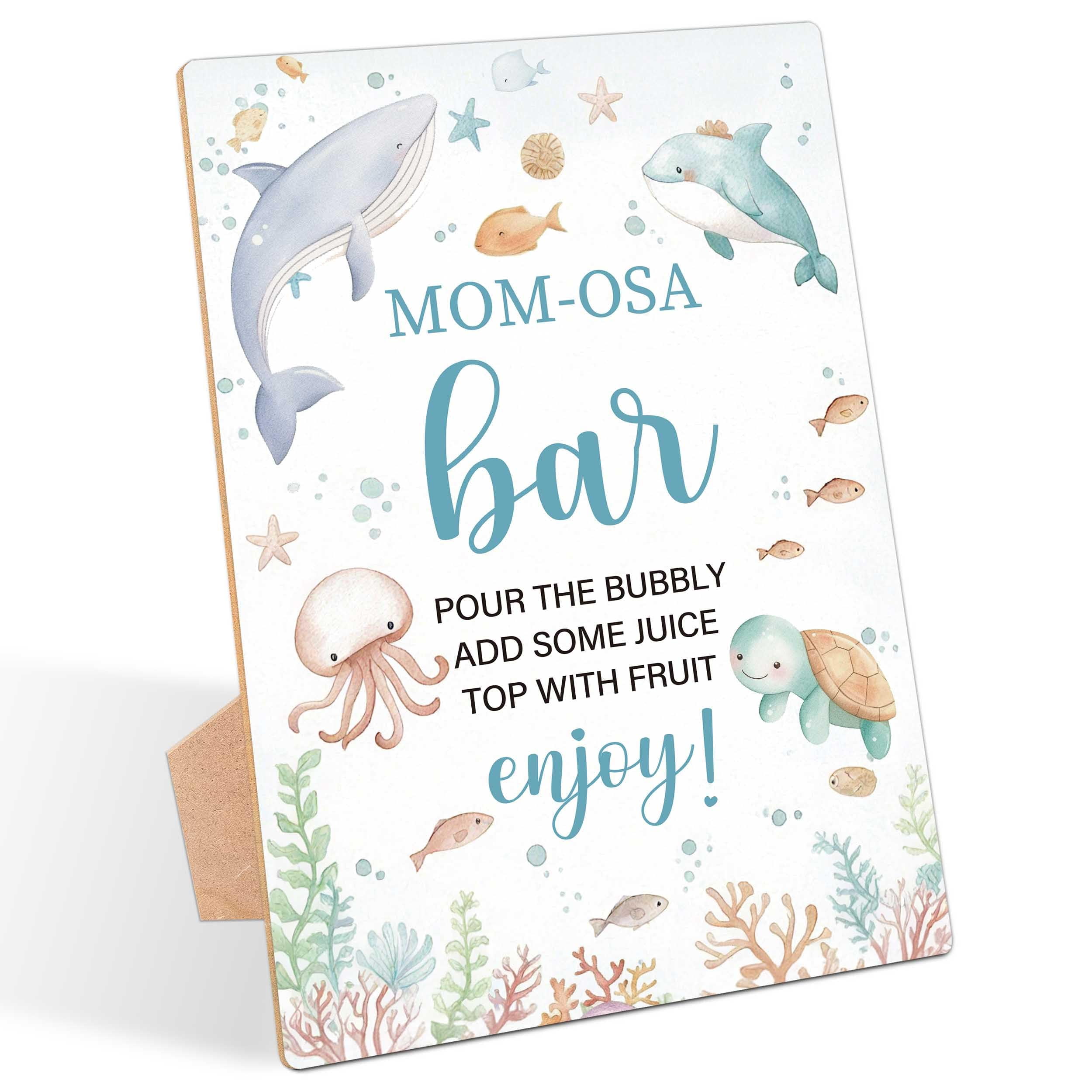 Under The SeaEGSC Baby Shower Table Sign, Mom-osa Bar Sign, Pack of 1 ...
