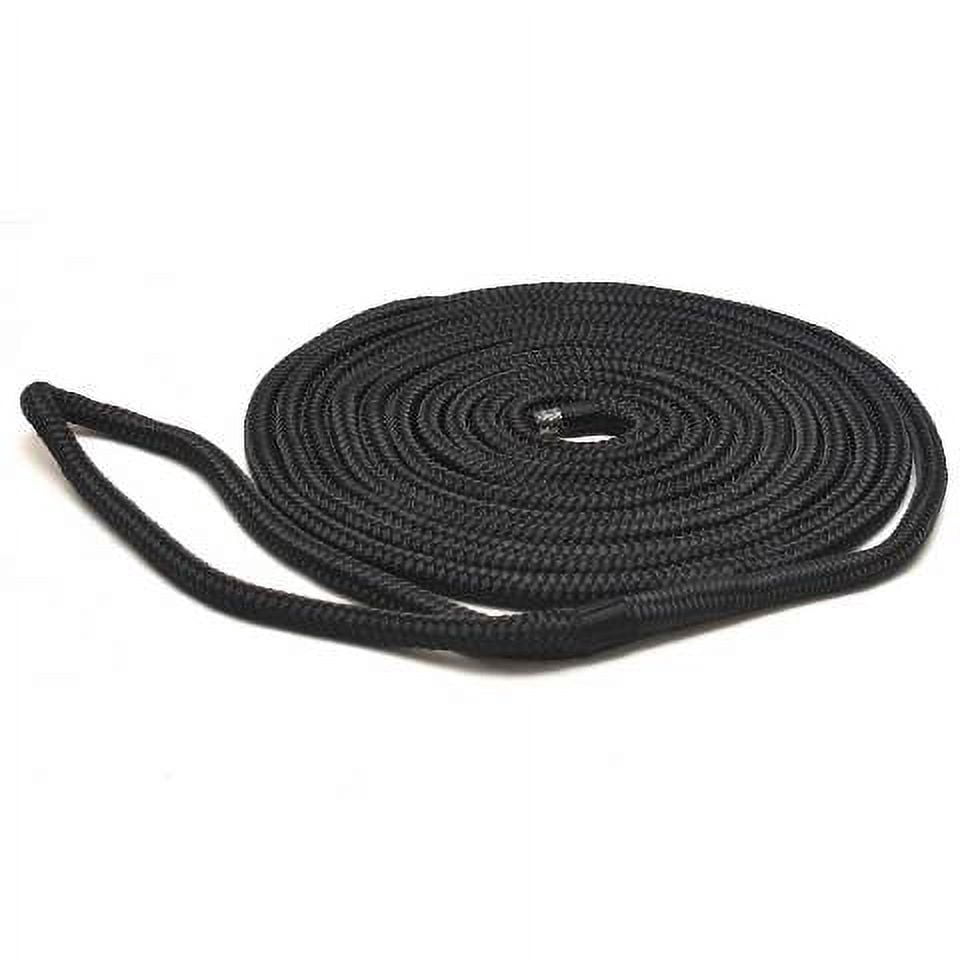 SeaGrace Boat Dock Line | Double Braided 1/2 Inch x 15 FT Black ...