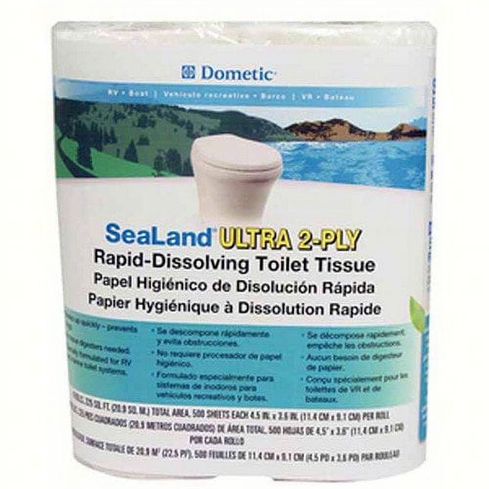 SeaLand Rapid-Dissolving Toilet Tissue-4 Rolls Per Pack, 500 Sheets Per ...