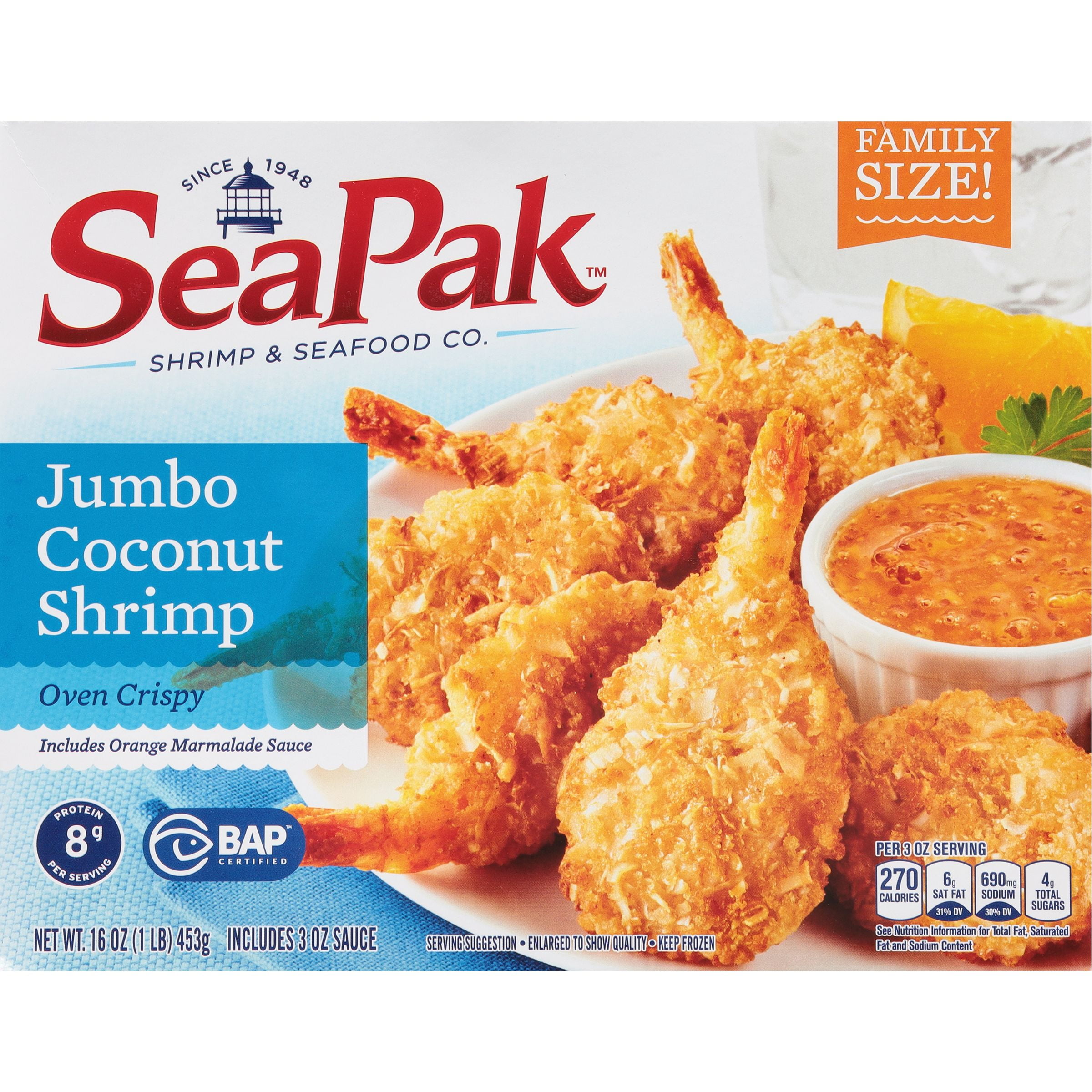 SeaPak Jumbo Coconut Shrimp with Orange Marmalade Sauce, Frozen, 16 oz ...