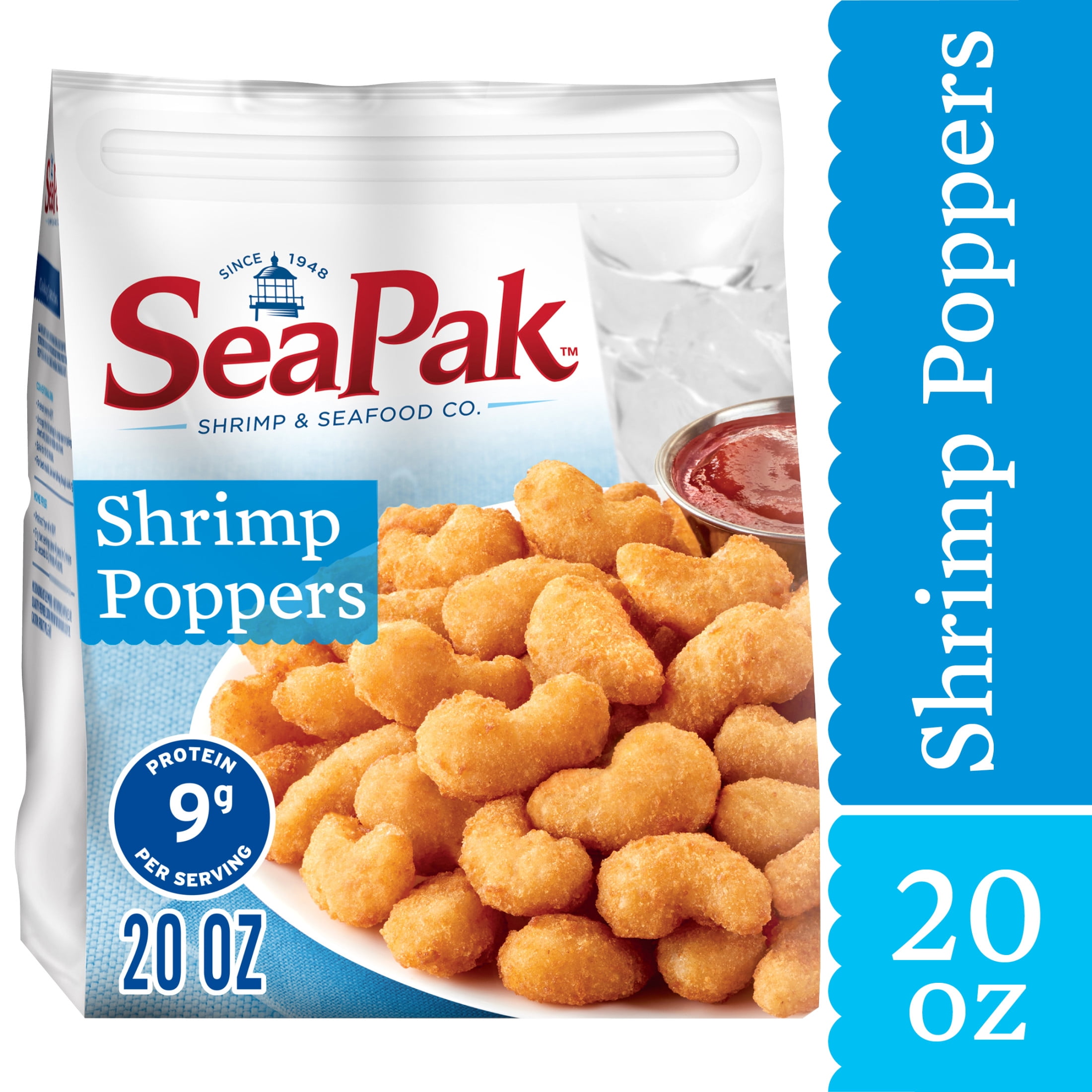 SeaPak Shrimp Poppers with Oven Crispy Breading, Frozen Seafood Snack ...