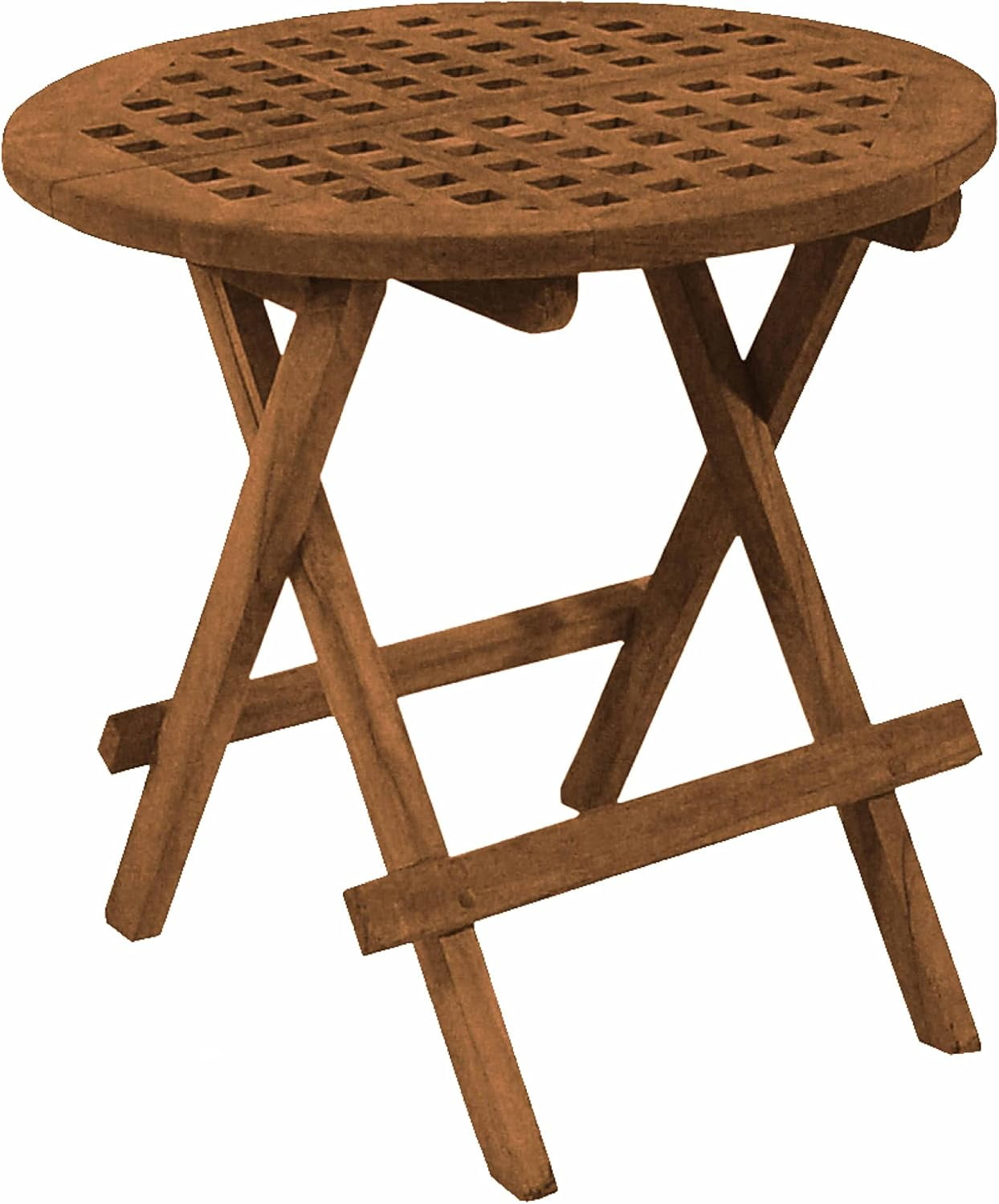 SeaTeak Wooden Round Folding Table, 20" Square, 20" High, 100% Solid ...