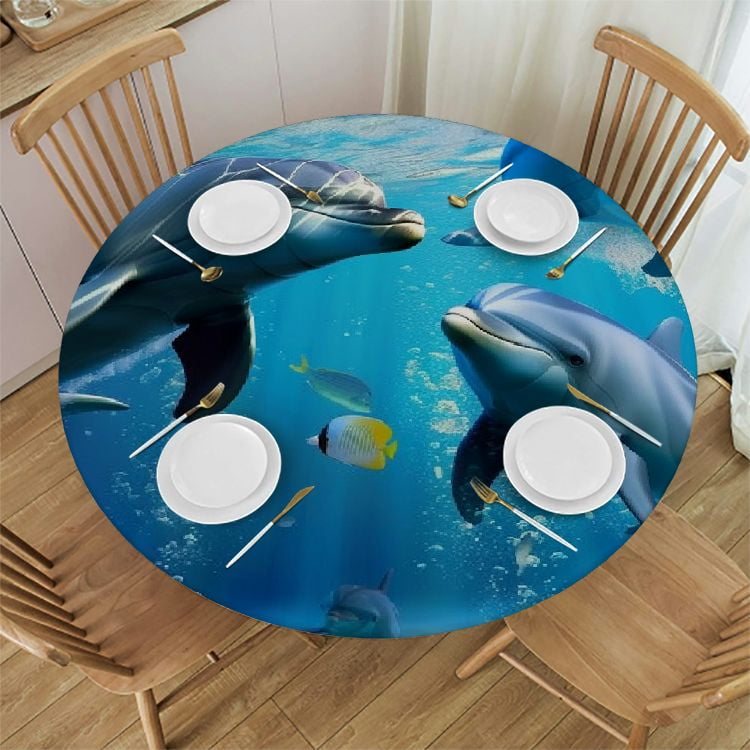 Seabed marine animal shark tabletop cover Sea wave tabletop cover ...