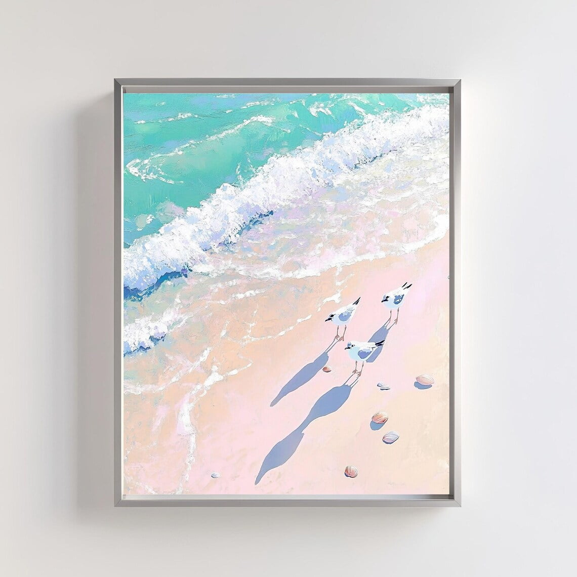 Seabird Art Print, Pastel Coastal Beach Decor, Ocean Shoreline Wall Art ...