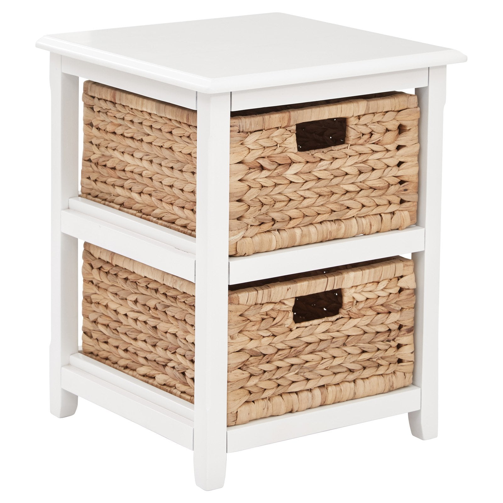 Seabrook Two-Tier Storage Unit Engineered Wood White Finish and Natural ...