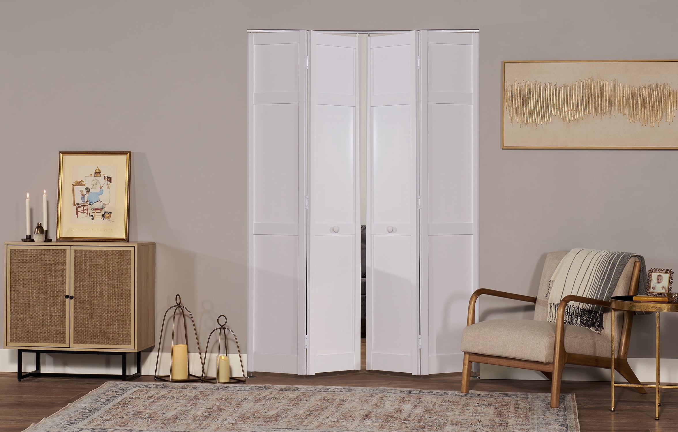 Seabrooke Double 60" x 80" White Vinyl Shaker Style Bifold Door ...