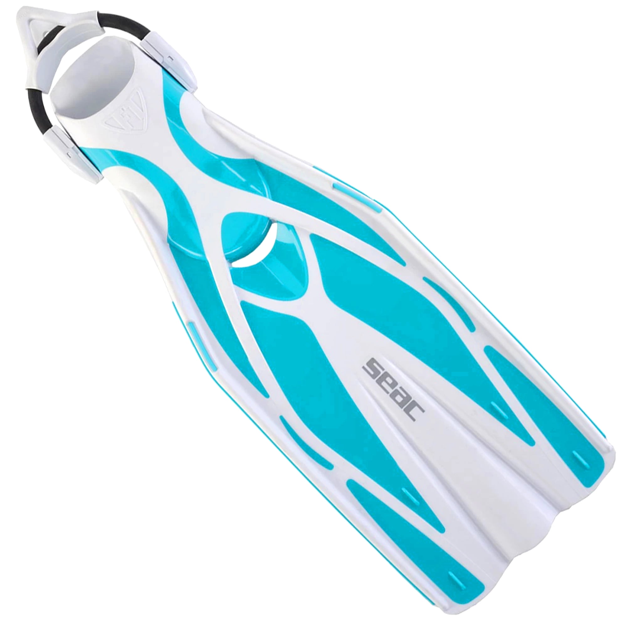 Seac F1 Open Heel Fin with Bungee Straps (White Aqua, X-Small/Small ...