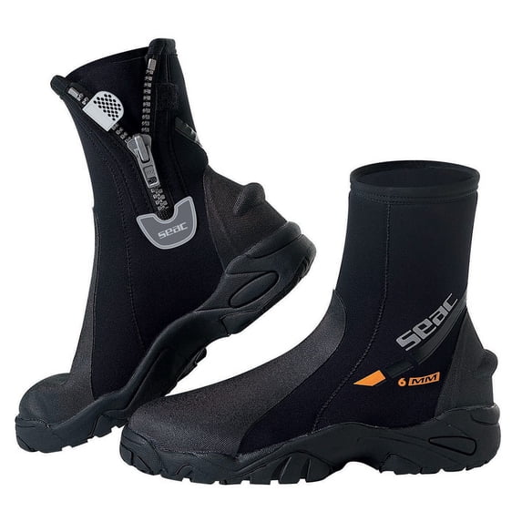 SEAC Pro HD 6mm Neoprene Snorkeling Gear Booties with Side Zipper, Non ...