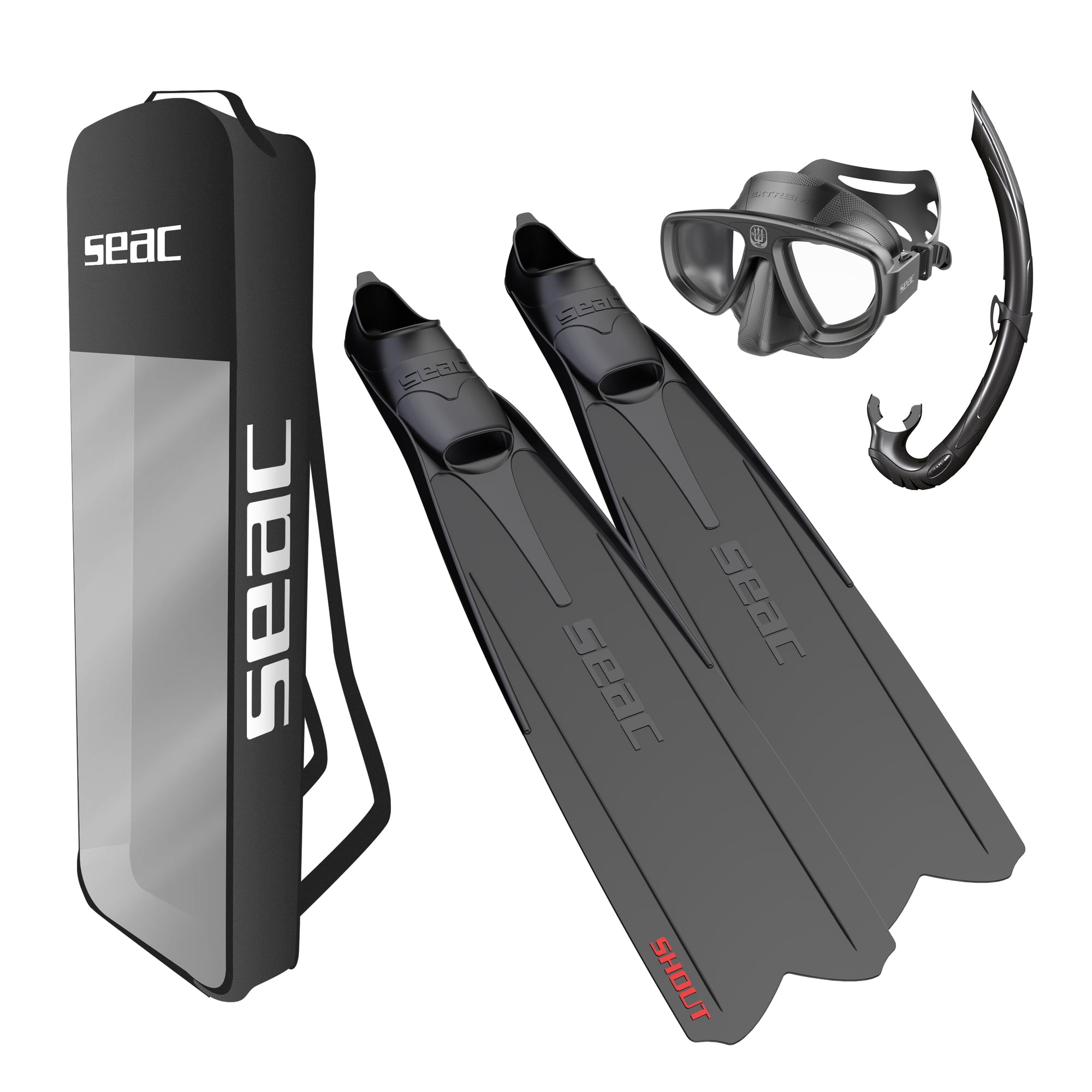 Seac Shout Tris, Freediving and Spearfishing Set Shout Long fins ...
