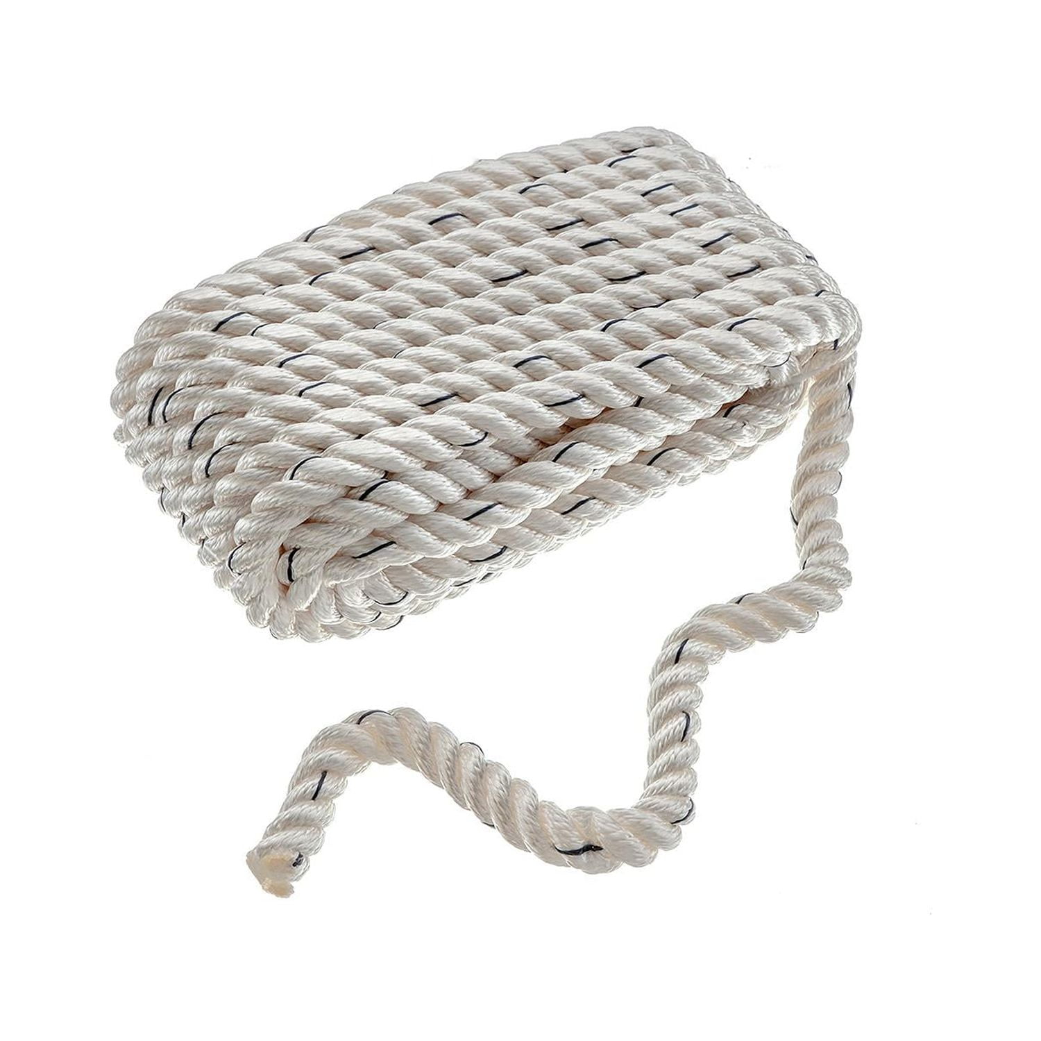 Seachoice 47621 Premium 3-Strand Twisted Nylon Dock Line With Tracer ...