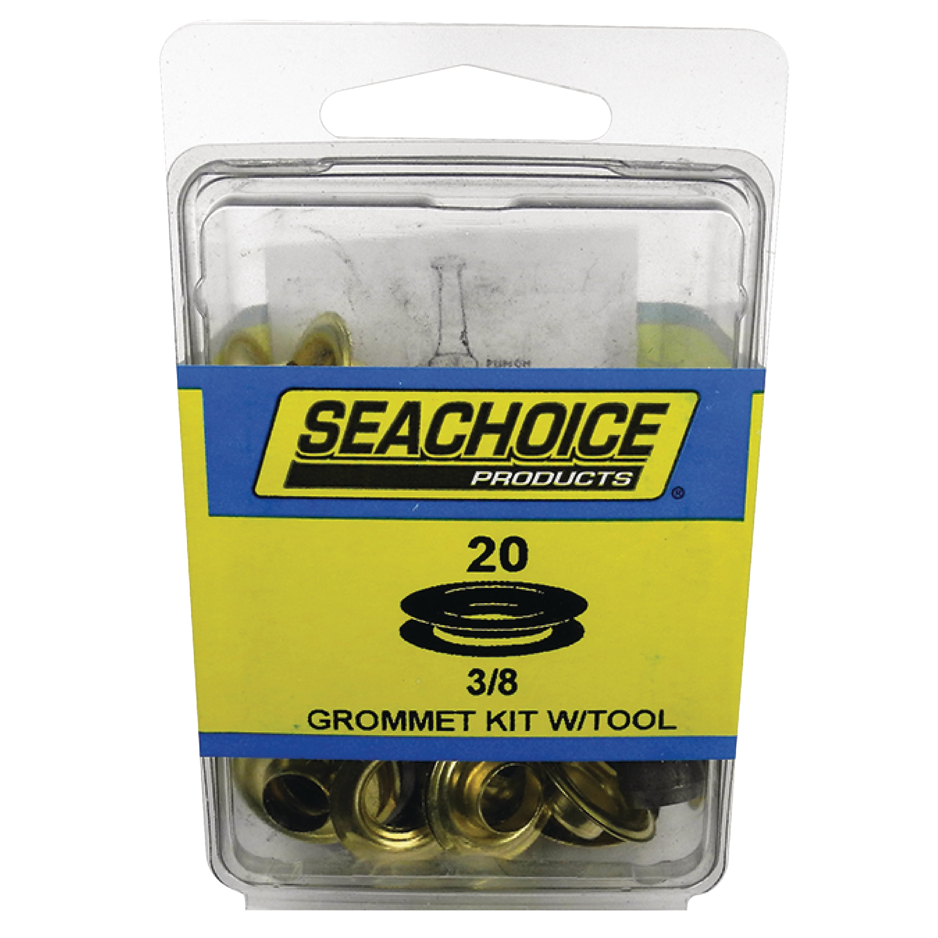 Seachoice 59998 Brass Grommet Kit with 3-Piece Tool Set & 3/8" Grommets ...