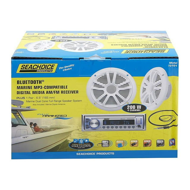 Seachoice 72101 Marine Bluetooth/MP3/AM/FM Marine Stereo with (2) 6-1/2 ...