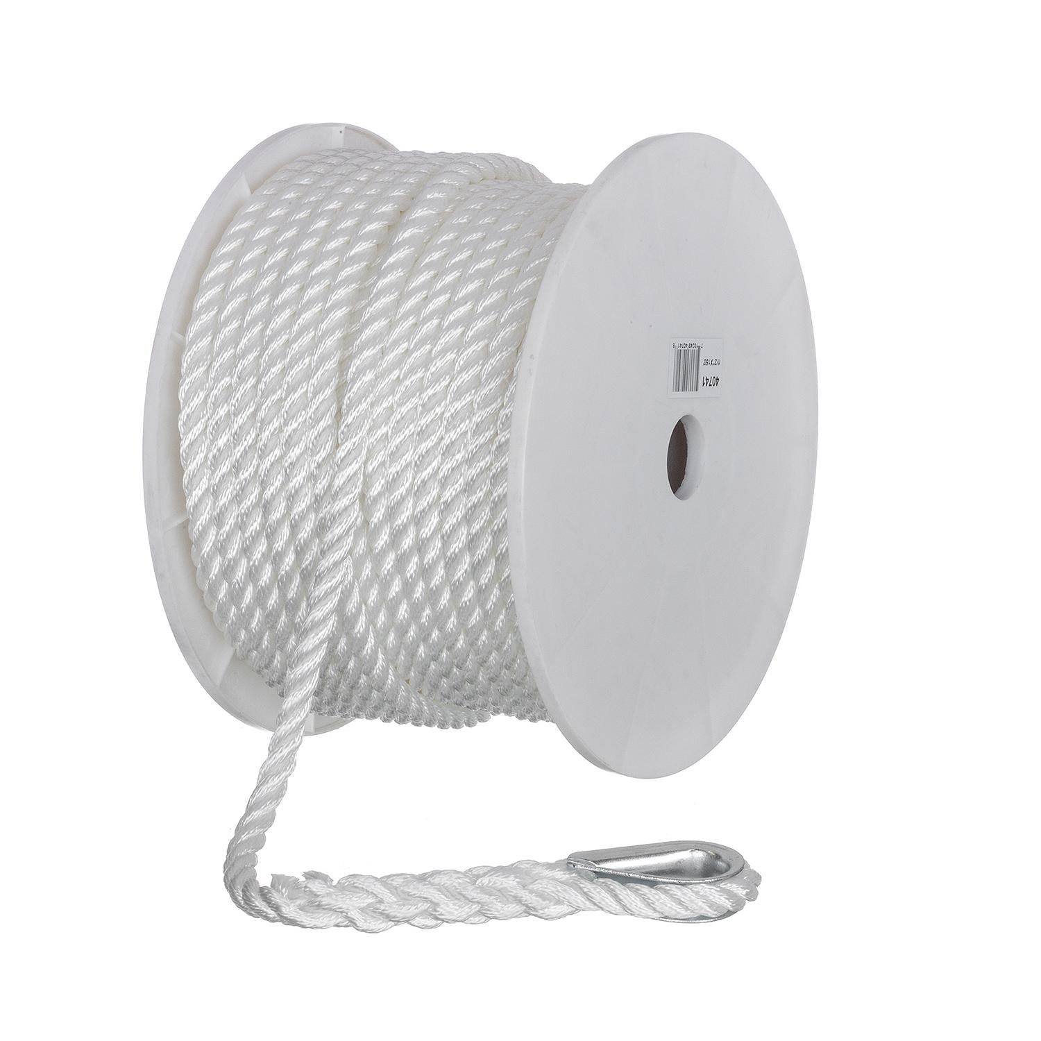 Seachoice Anchor Line Rope, 3-Strand Twisted, White, Nylon, 1/2 In. X ...