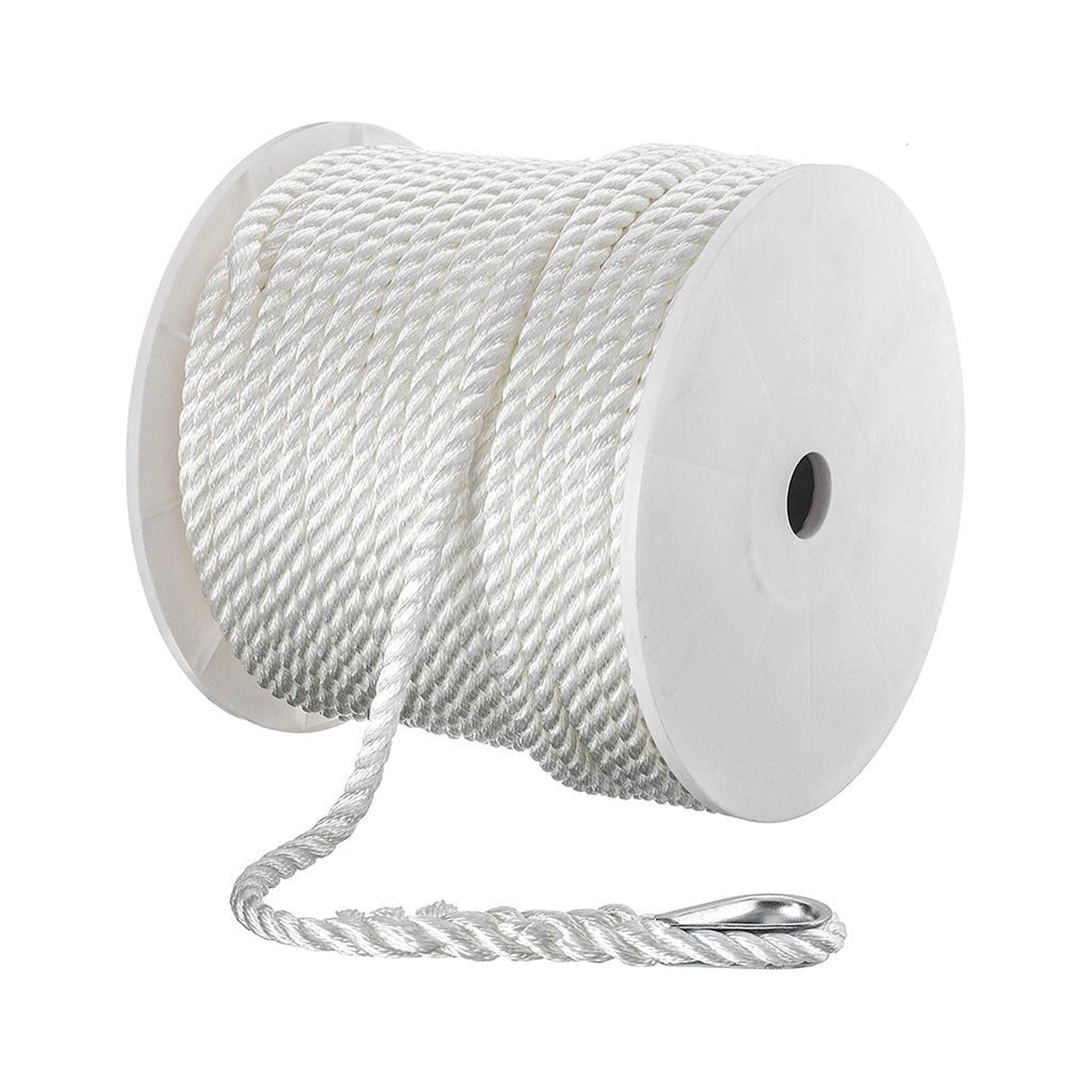 Seachoice Anchor Line Rope, 3-Strand Twisted, White, Nylon, 1/2 In. X ...