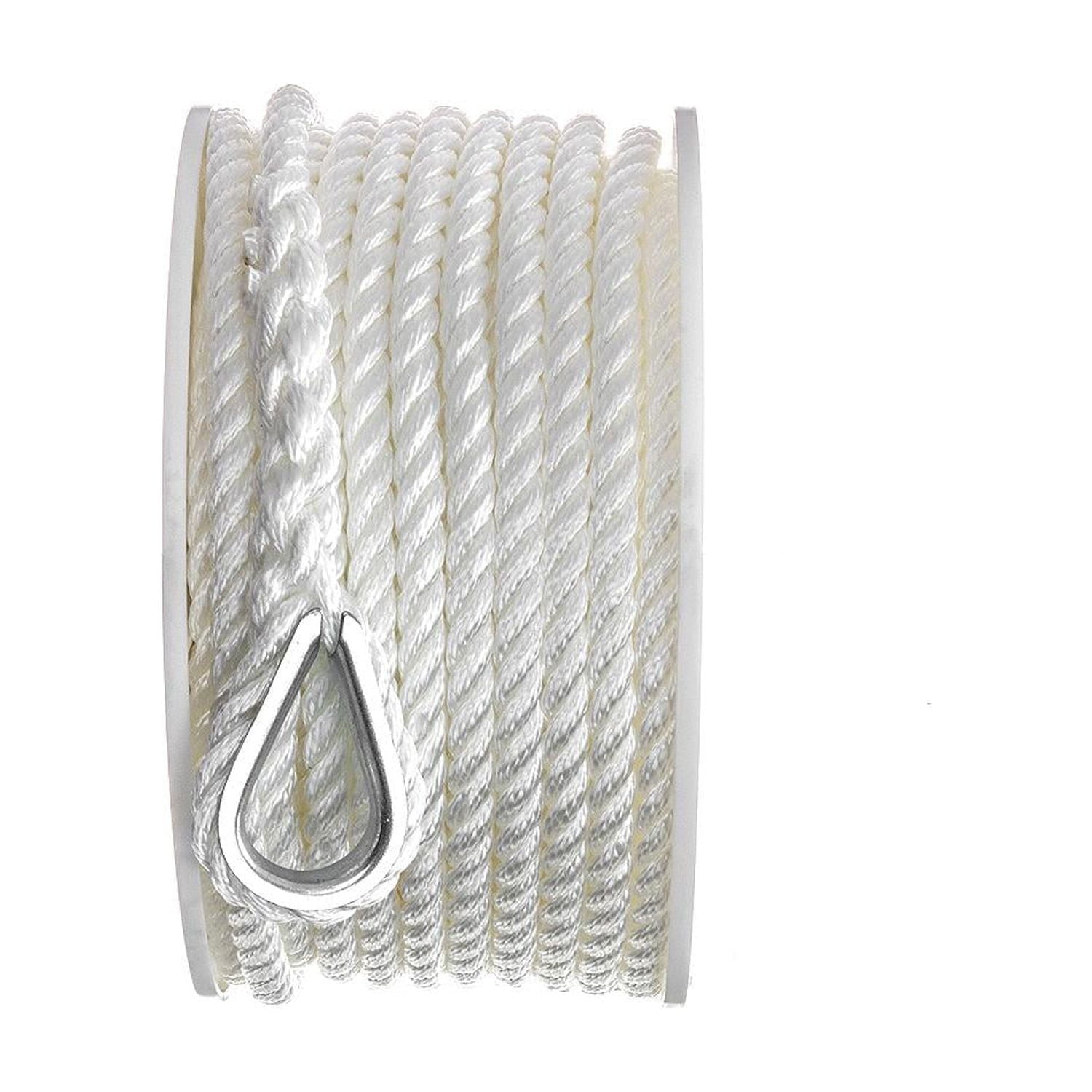 Seachoice Anchor Line Rope, 3-Strand Twisted, White, Nylon, 3/8 In. X ...