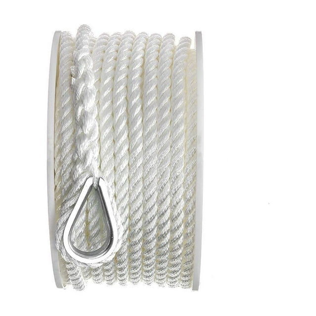Seachoice Anchor Line Rope, 3-Strand Twisted, White, Nylon, 3/8 In. X ...