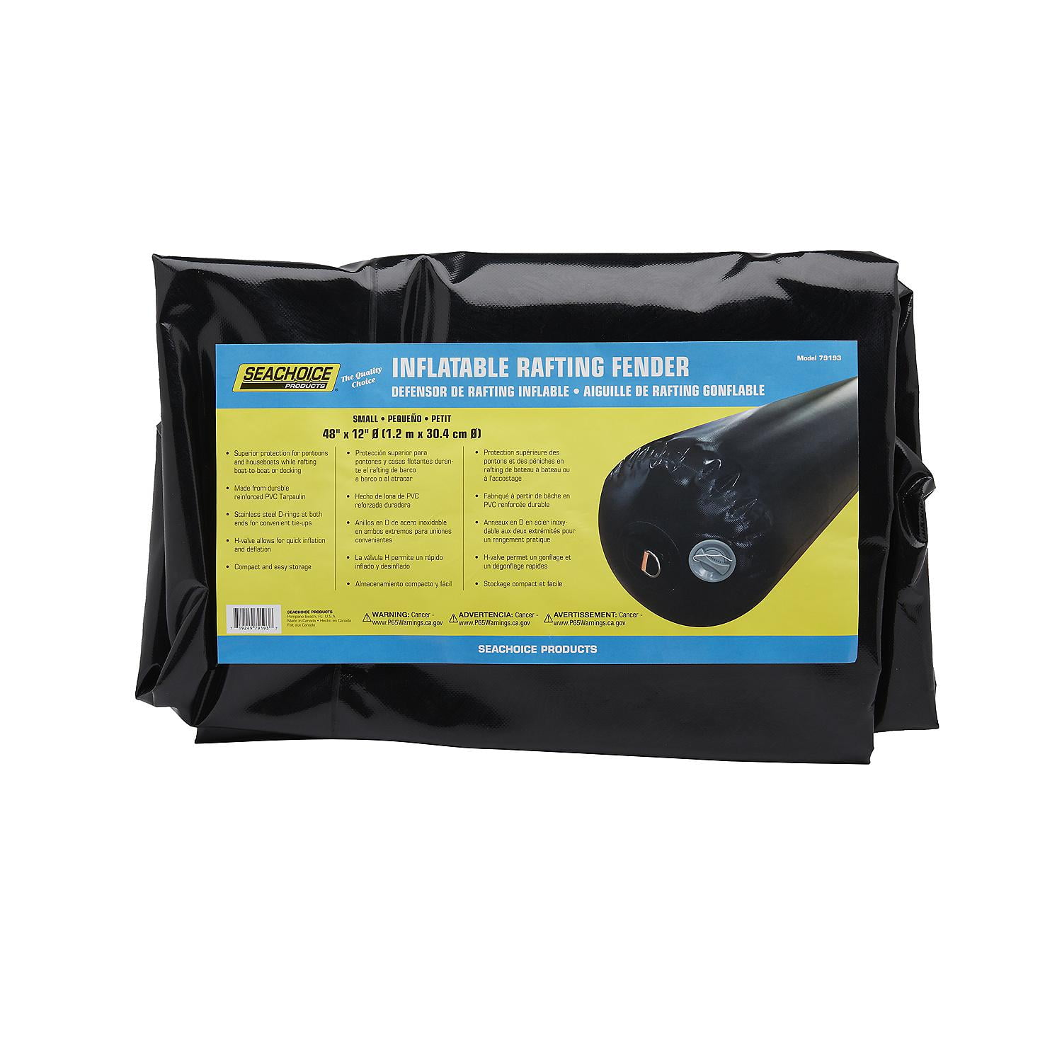 Seachoice Black 12" Dia Inflatable Rafting Boat Fender with Stainless ...