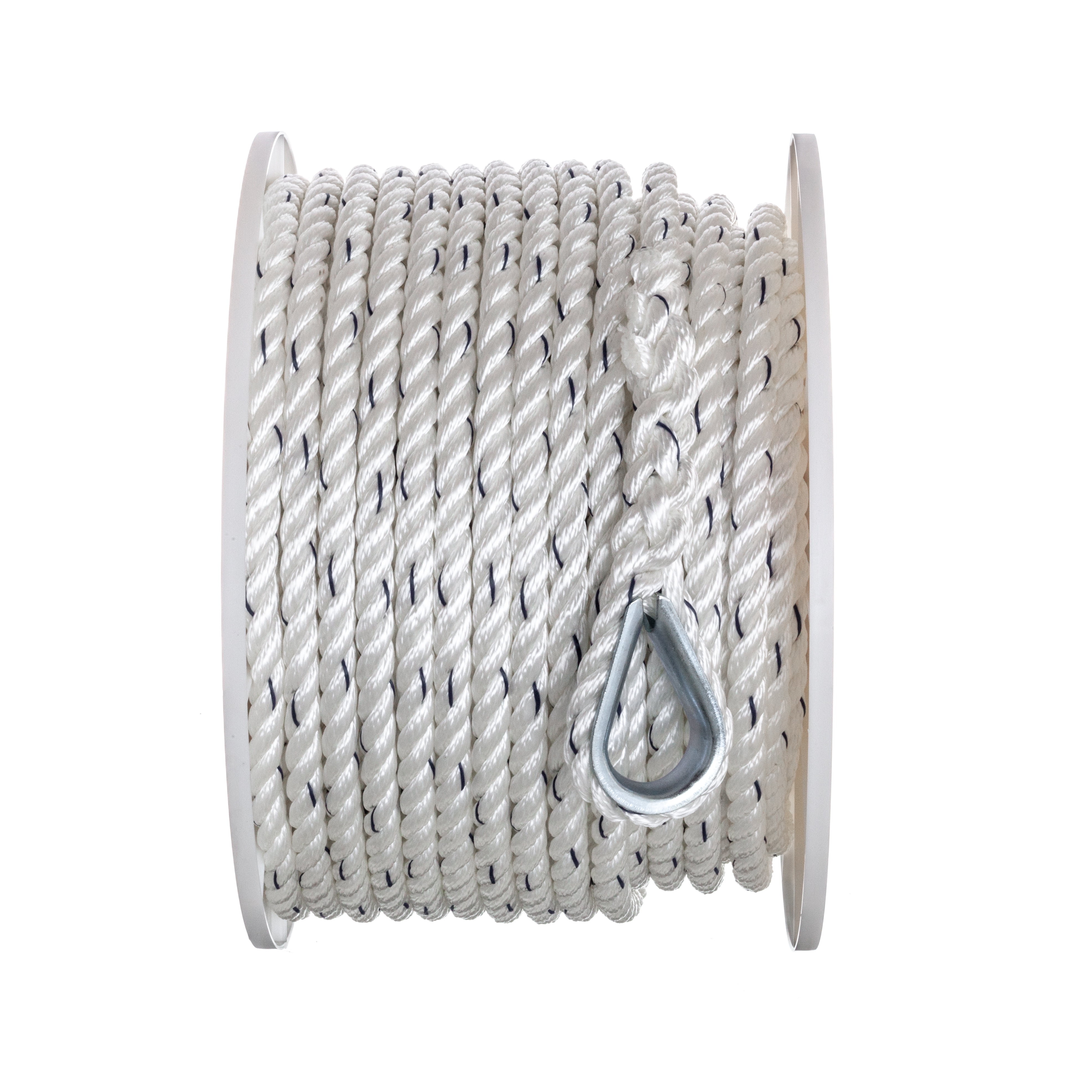 Seachoice Boat Anchor Line Rope, 3-Strand Twisted, Nylon, White/Blue, 1 ...