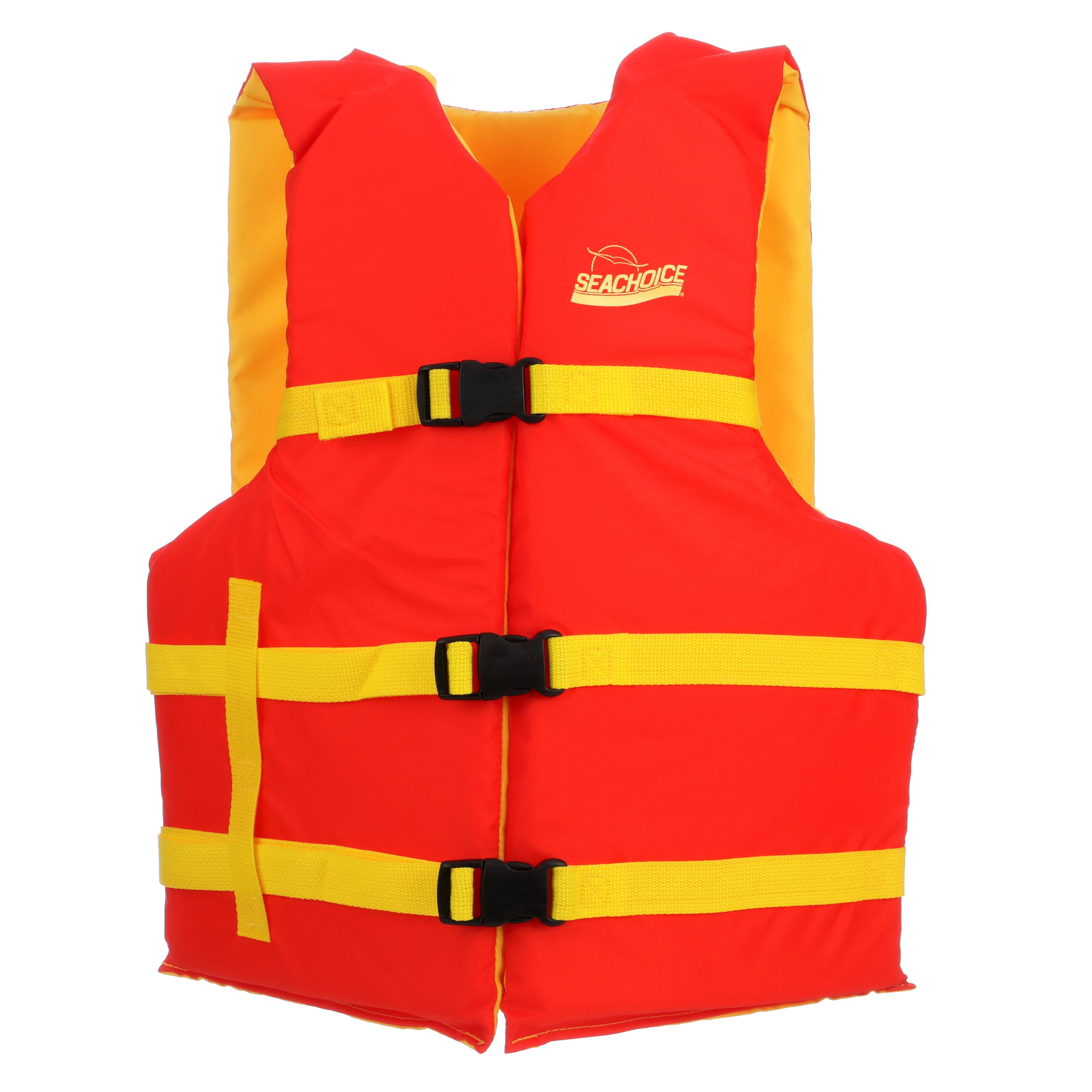 Seachoice Boat Life Jacket, Orange/Yellow, Adult Size, 40-60 In ...