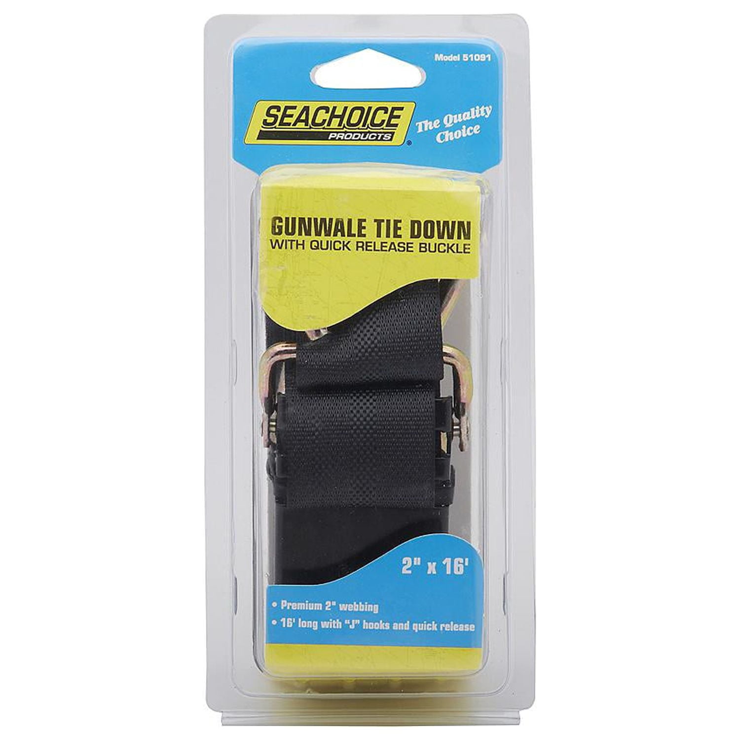 Seachoice Premium Gunwale Trailer Tie Down Strap, 2" Wide, Black ...