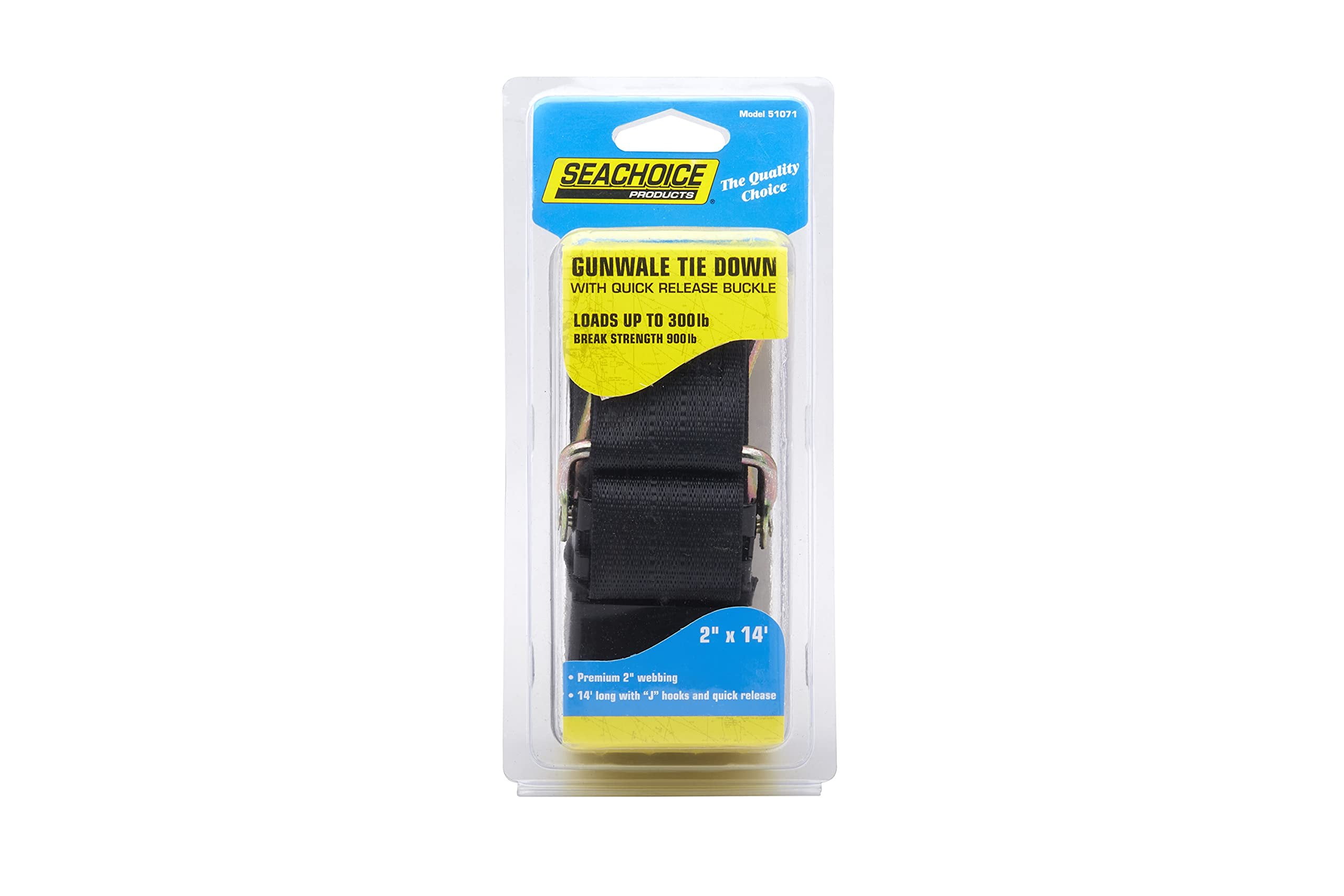 Seachoice Premium Gunwale Trailer Tie Down Strap, 2" Wide, Black ...
