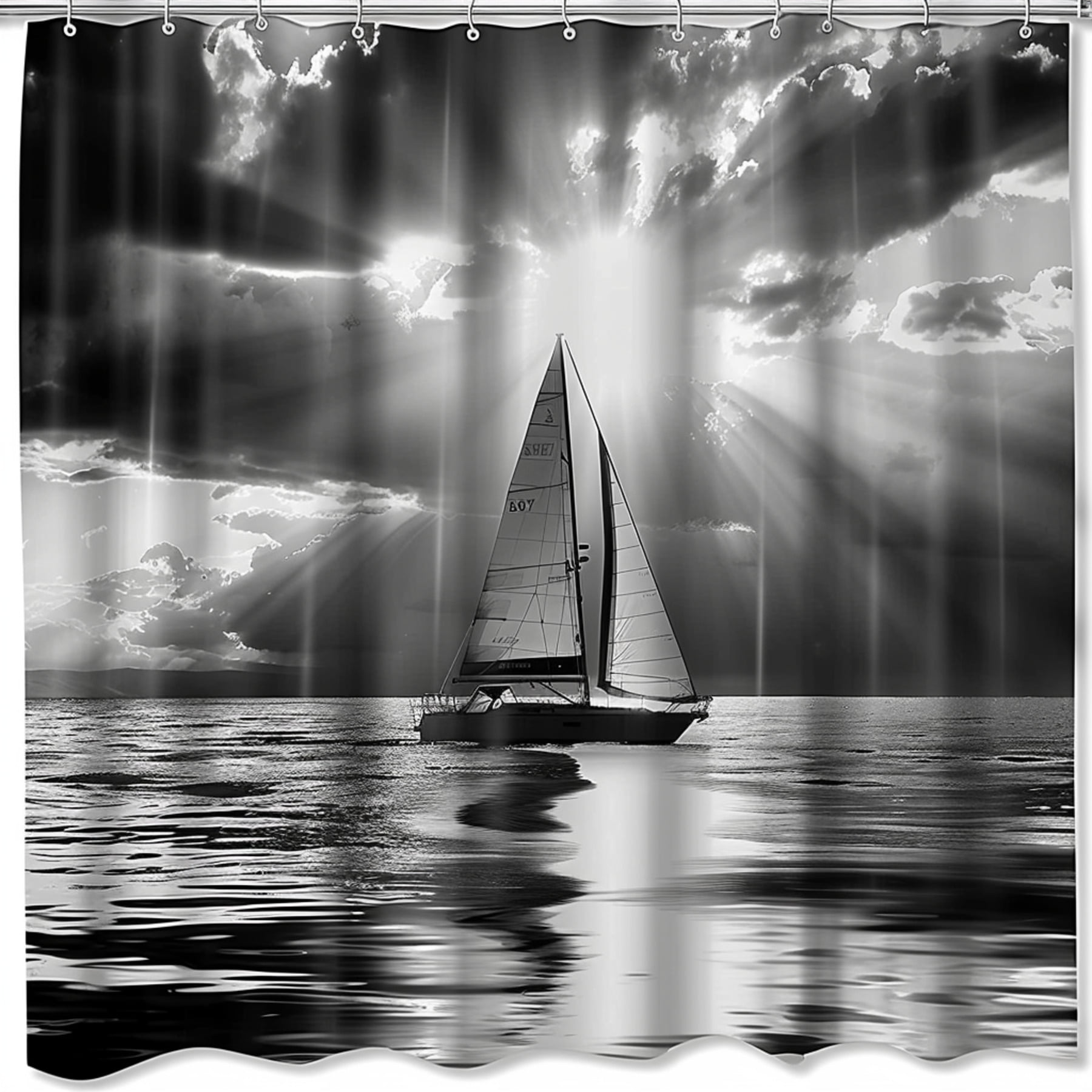 Seafaring Dreams Hyper Realistic Sailboat Shower Curtain