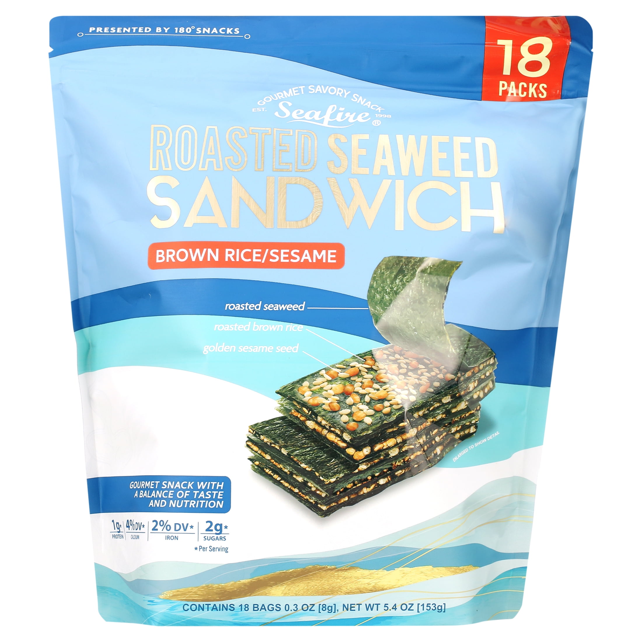 Seafire Roasted Seaweed Sandwich 0.3 Ounce (Pack of 18) - Walmart.com
