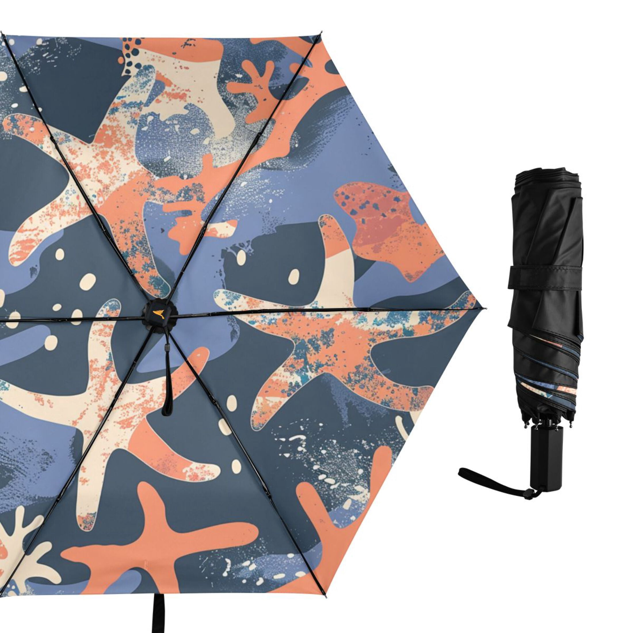 Seafishes and Corals Triple Folding Umbrella Parasol 6 Ribs UV ...